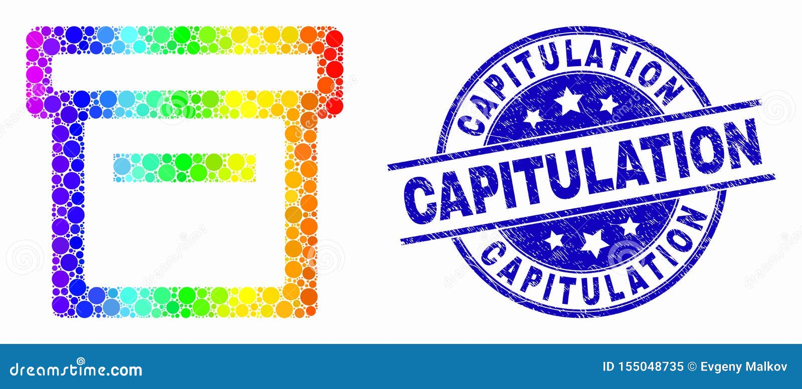 Vector Bright Dot Box Icon and Grunge Capitulation Watermark Stock ...