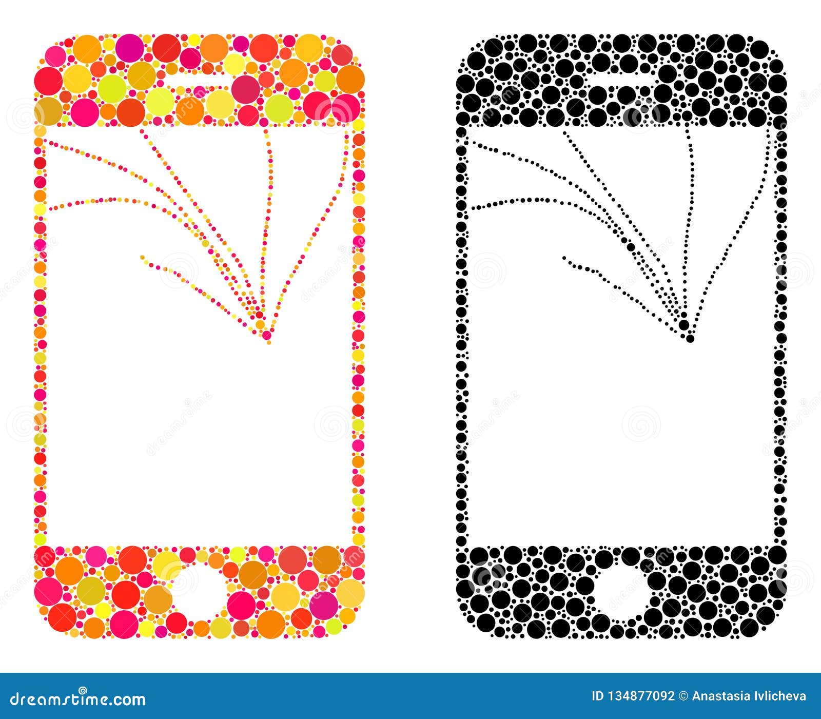 Pixel Broken Smartphone Screen Mosaic Icons Stock Vector - Illustration ...