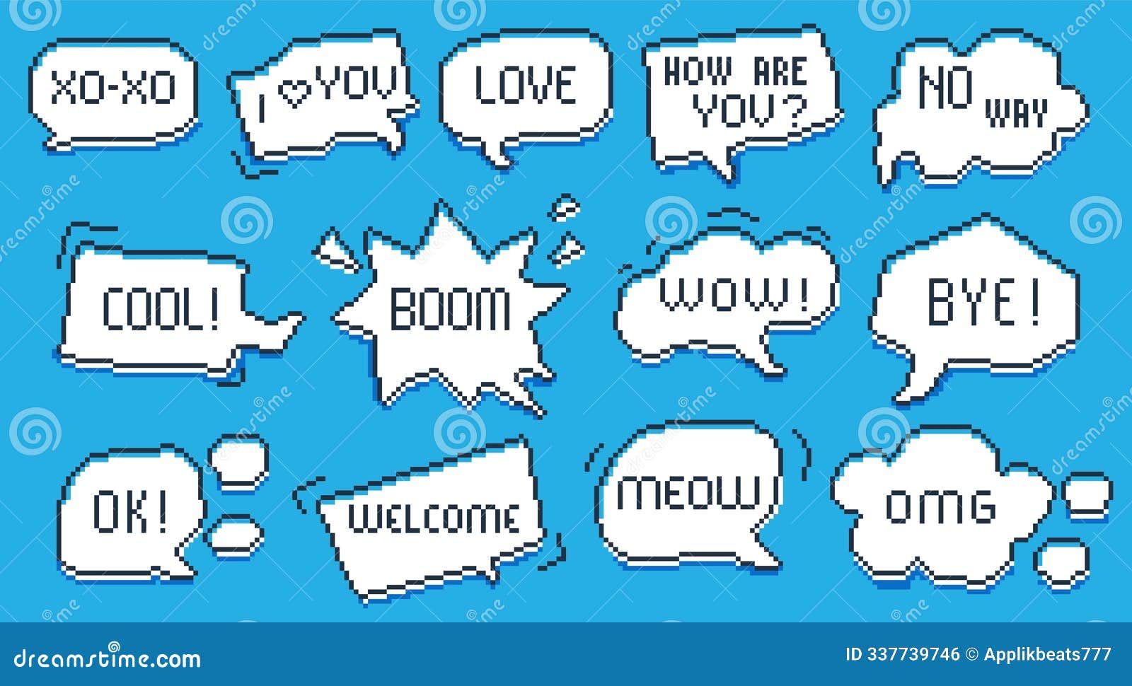 Pixel Bubbles Message. Retro Comic Chat Bubble With Dialogue Word, Geek ...