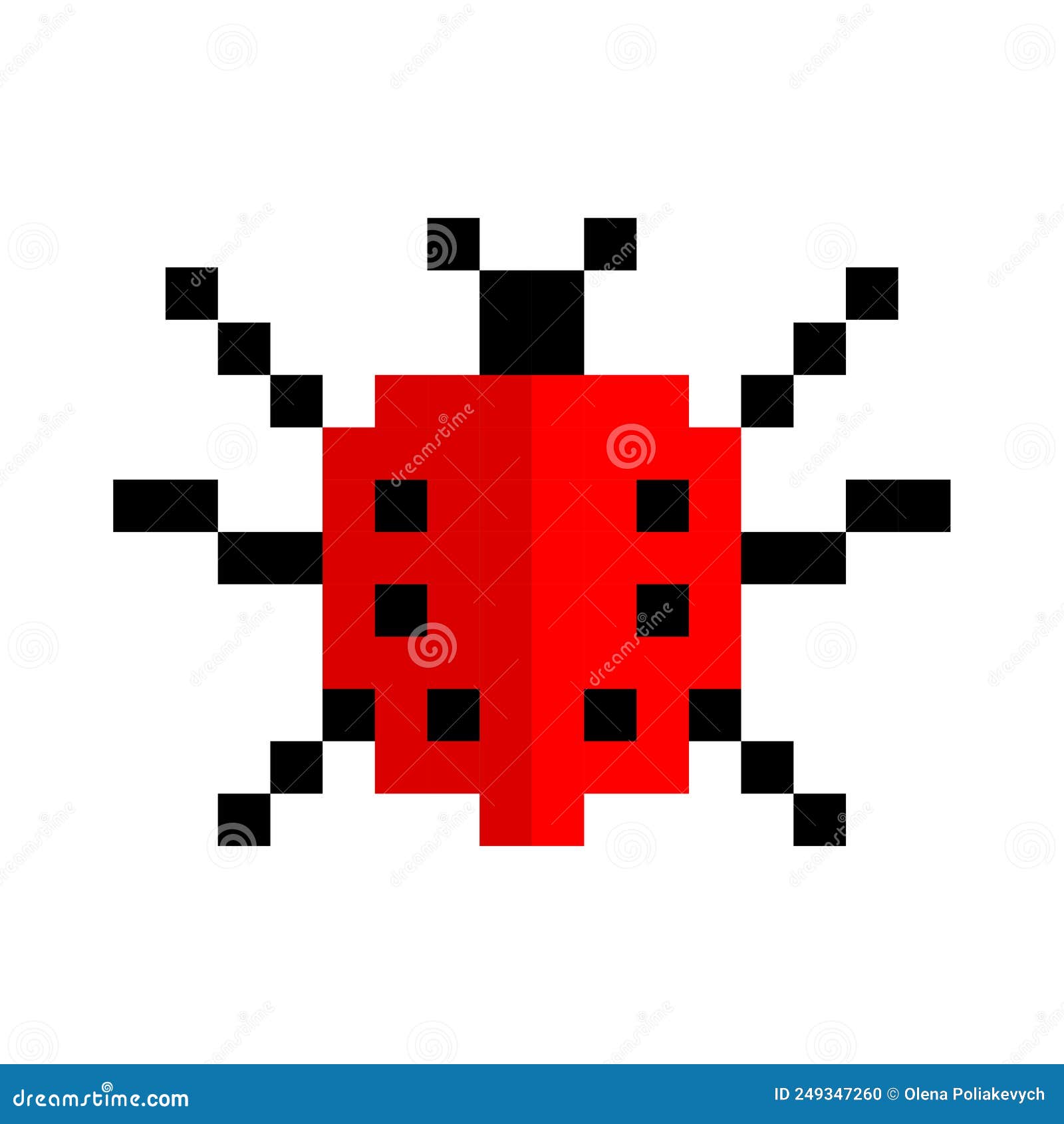 Pixelated Ladybug. Simple Pixel Art Red Ladybug With Black Spots And ...
