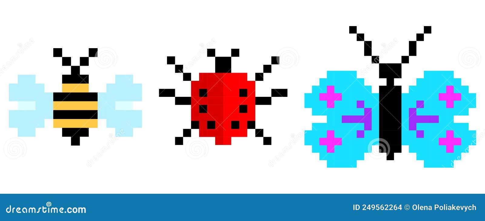 Pixelated Ladybug. Simple Pixel Art Red Ladybug With Black Spots And ...