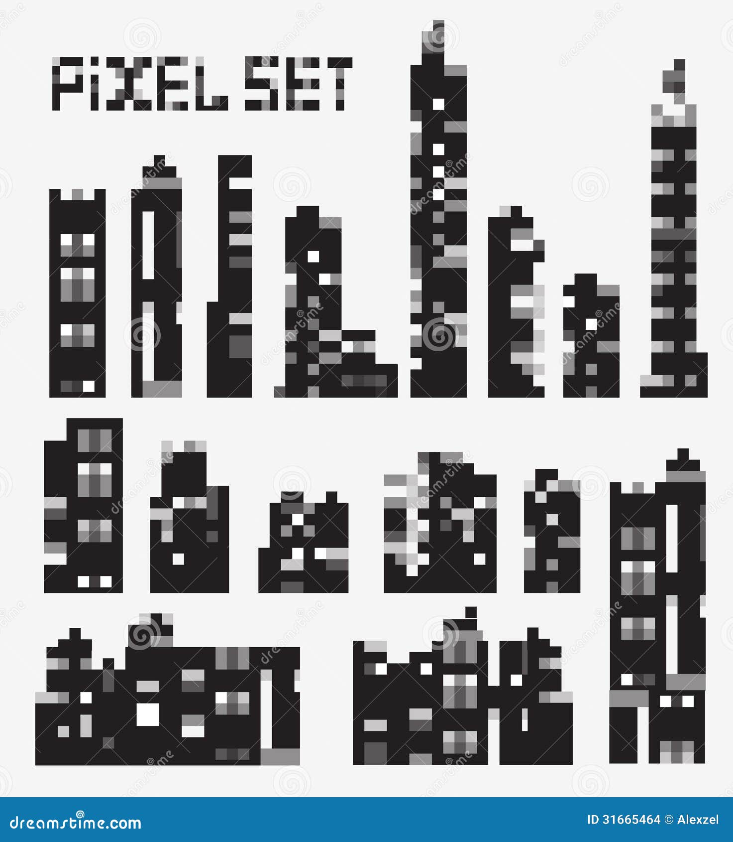 Pixel buildings stock vector. Illustration of construction - 31665464