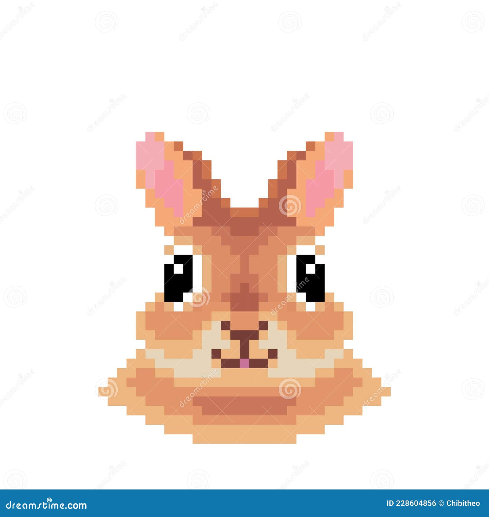 8 Bit Pixel Rabbit Head for Cross Stitch Stock Vector - Illustration of ...