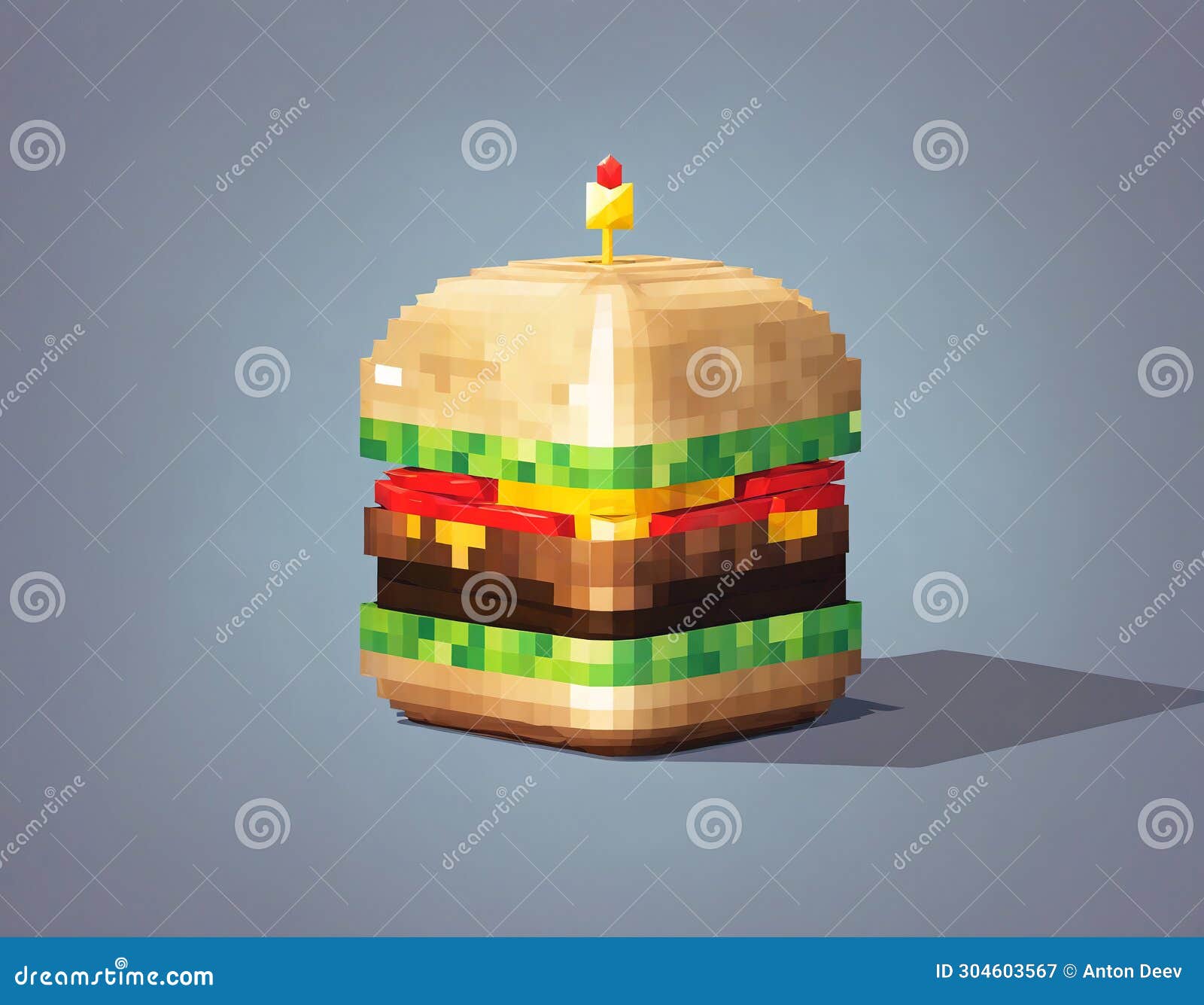 A Pixel Burger. Cheeseburger Made of Pixels Stock Illustration ...