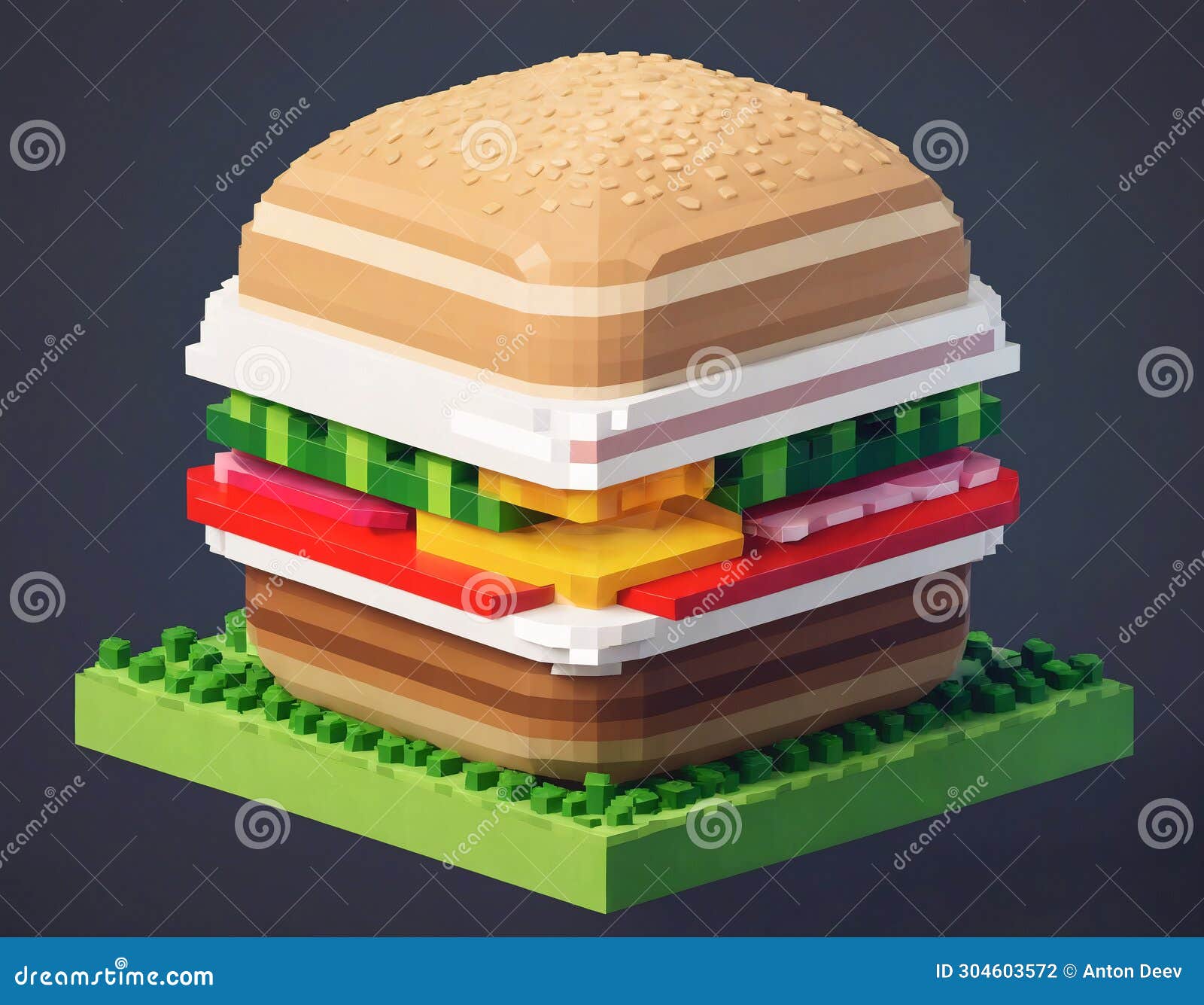 A Pixel Burger. Cheeseburger Made of Pixels Stock Photo - Image of ...