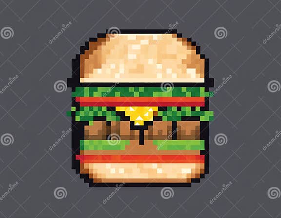 A Pixel Burger. Cheeseburger Made of Pixels Stock Photo - Image of meat ...