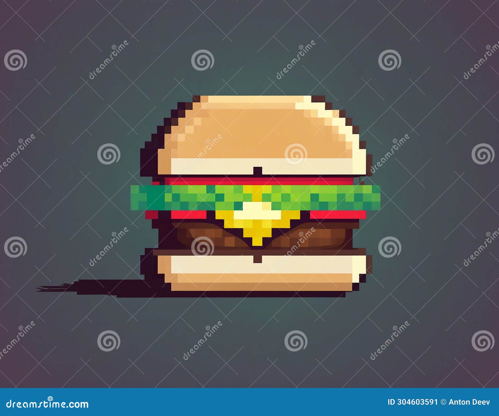 Pixel Burger Icon Set Isolated On White Background. 8-bit Cheeseburger ...