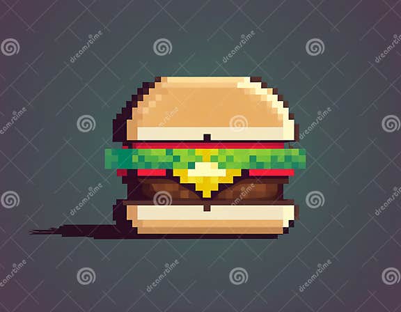 A Pixel Burger. Cheeseburger Made of Pixels Stock Image - Image of ...