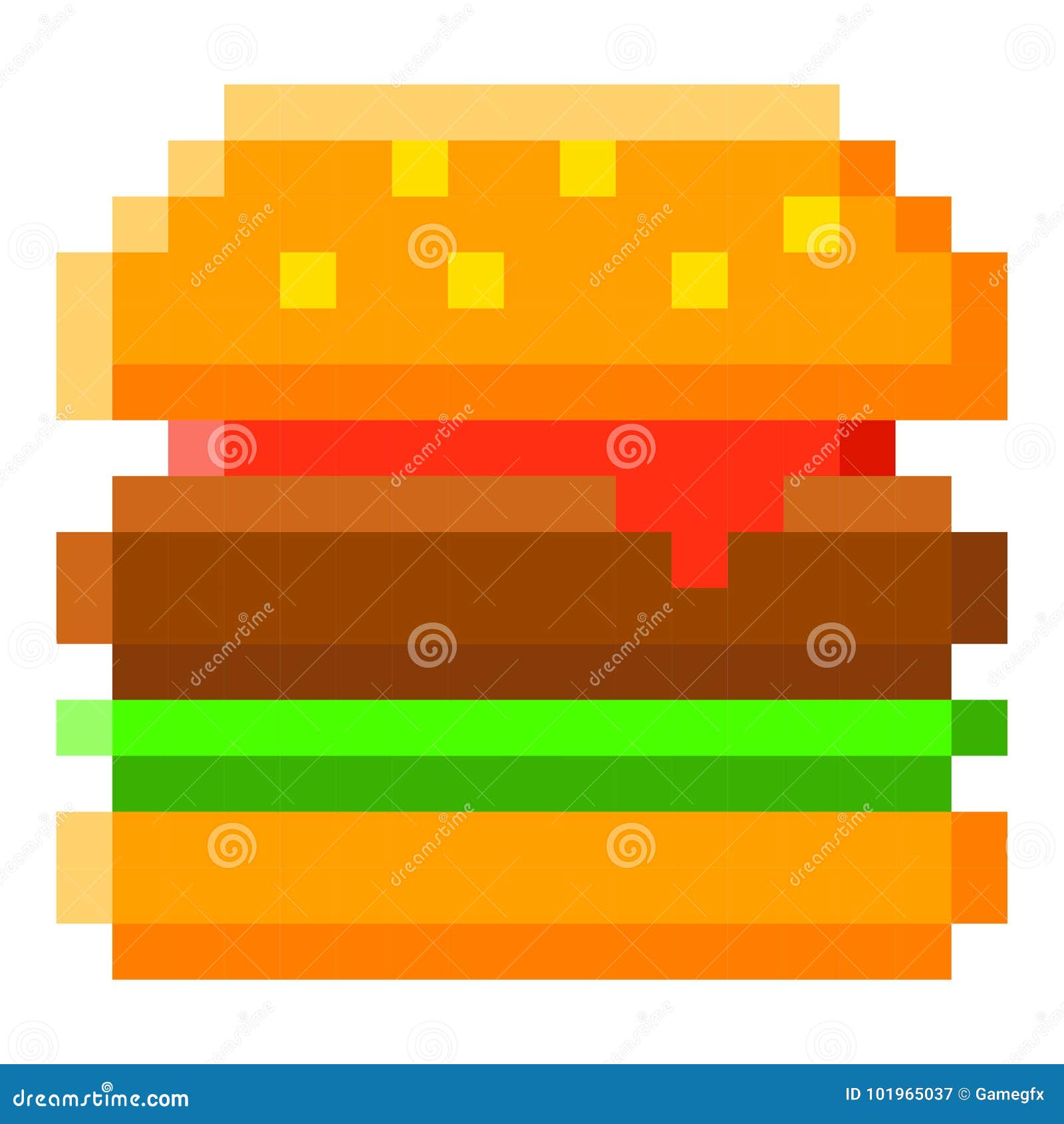 Pixel Burger Hamburger Art Cartoon Retro Game Style Stock Vector ...