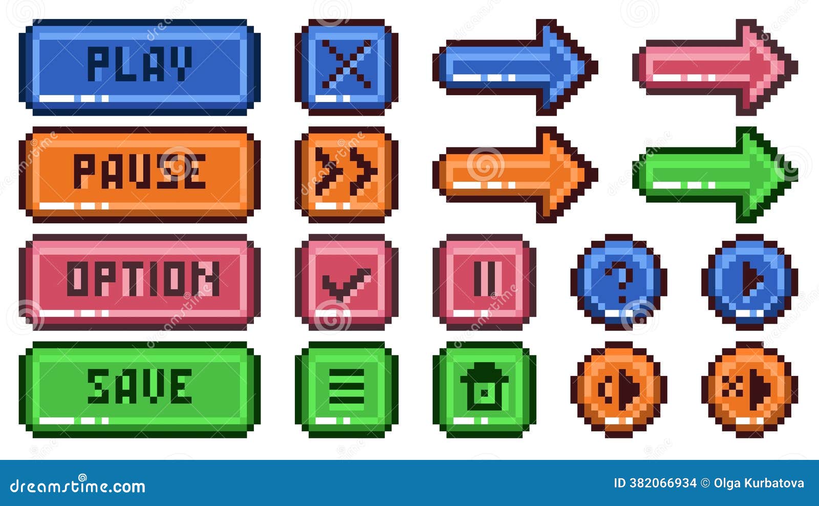 Pixel Set Of Sprites For Platformer Game. Vector Illustration ...