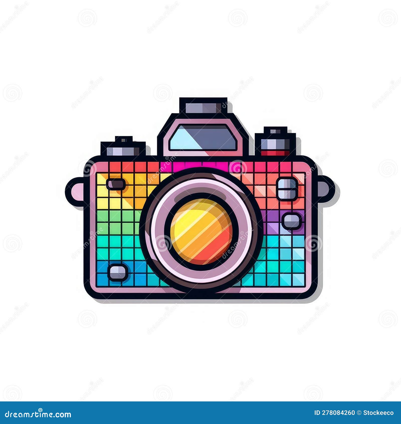 Pixel Camera Icon on White Background Stock Illustration - Illustration ...
