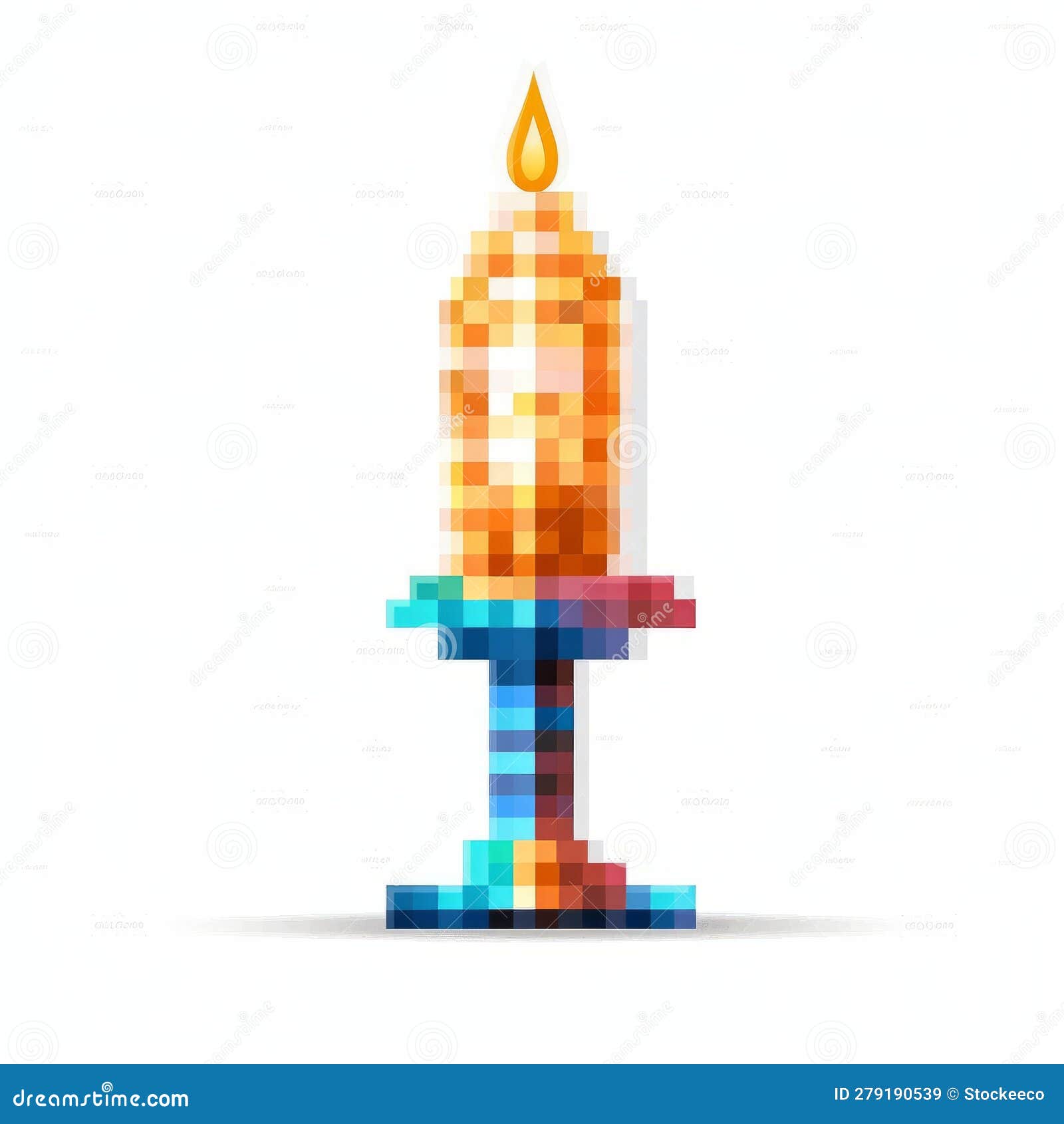 Pixel Art Candlestick With Vibrant Colors Royalty-Free Cartoon ...