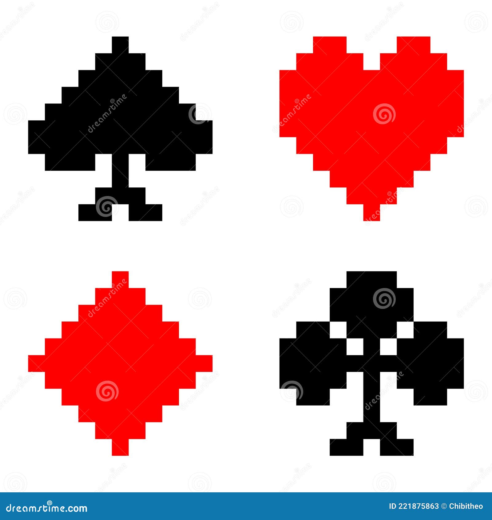 8 Bit Pixel Card Suits Vector Illustration 33225348