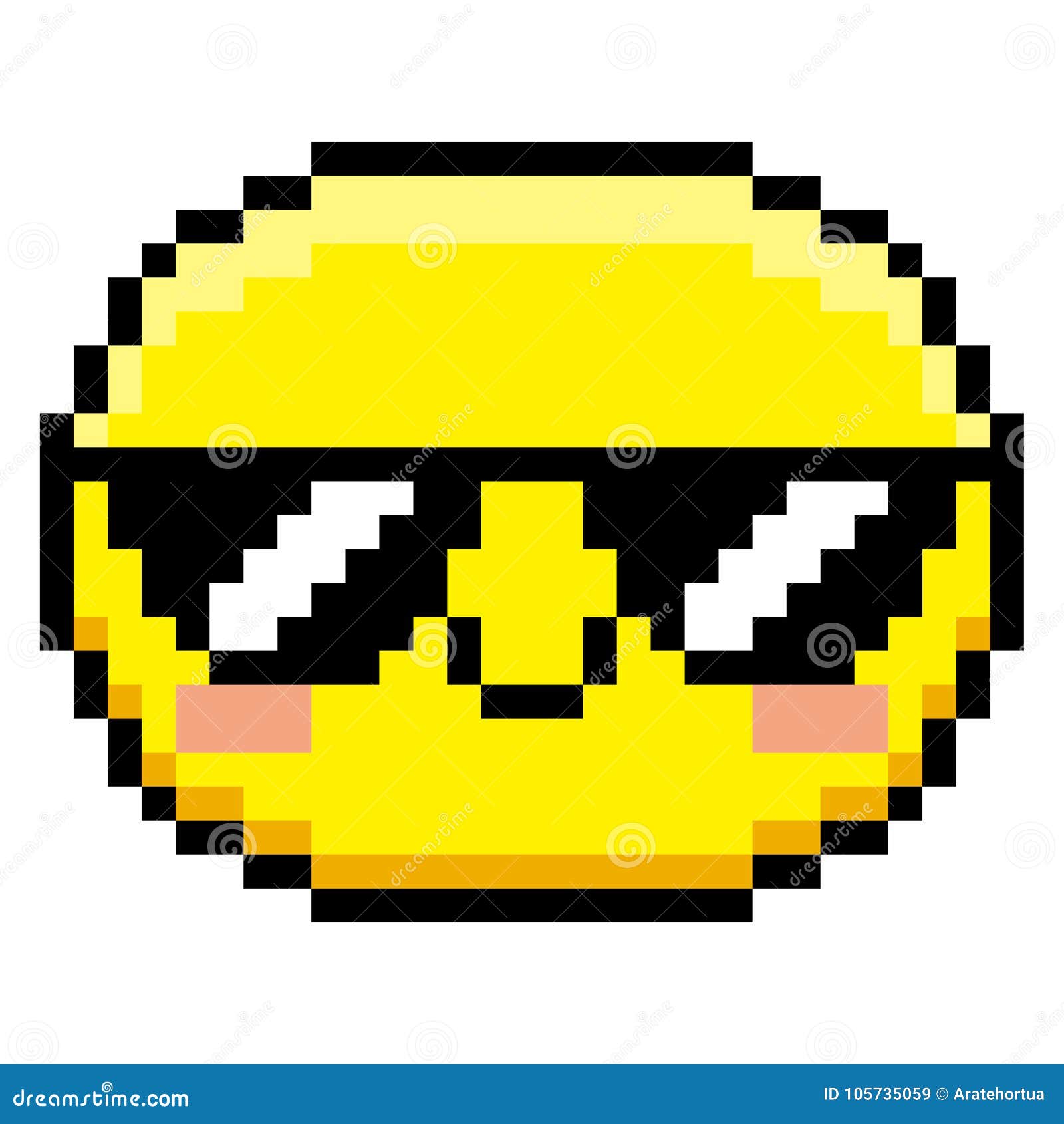Pixel Cartoon Face with Sunglasses Stock Illustration - Illustration of ...