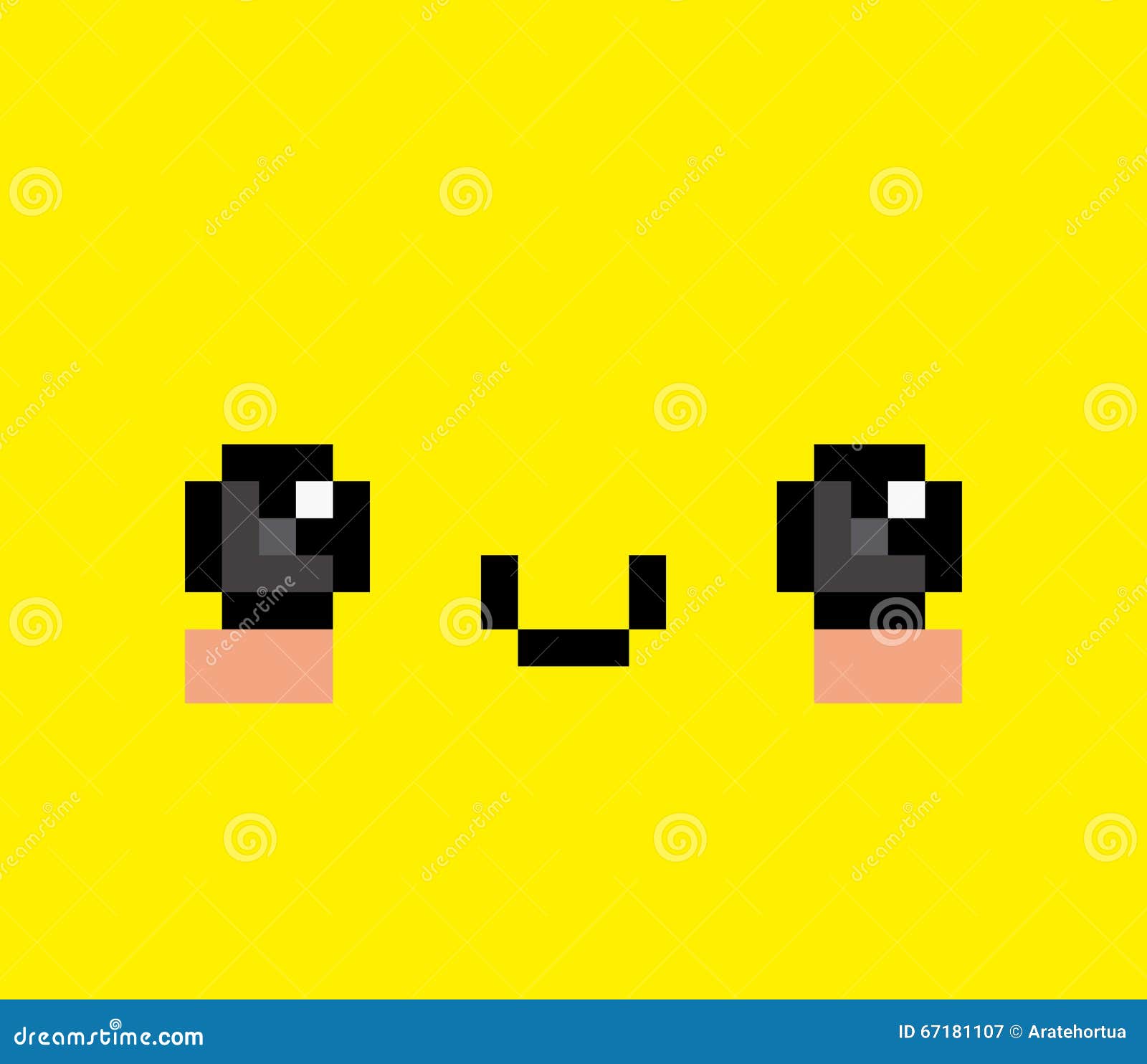 Pixel Cartoon Happy Face Isolated Stock Illustration - Illustration of ...