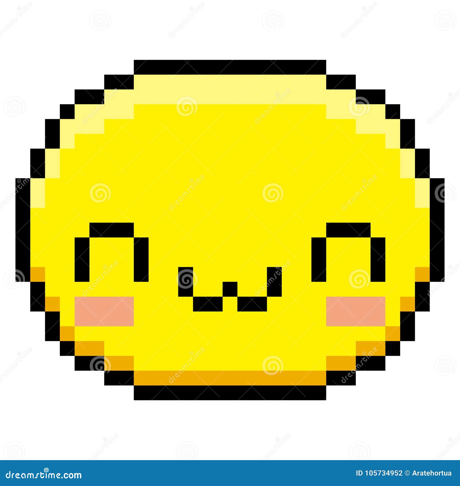 Pixel Cartoon Happy Face stock illustration. Illustration of internet ...