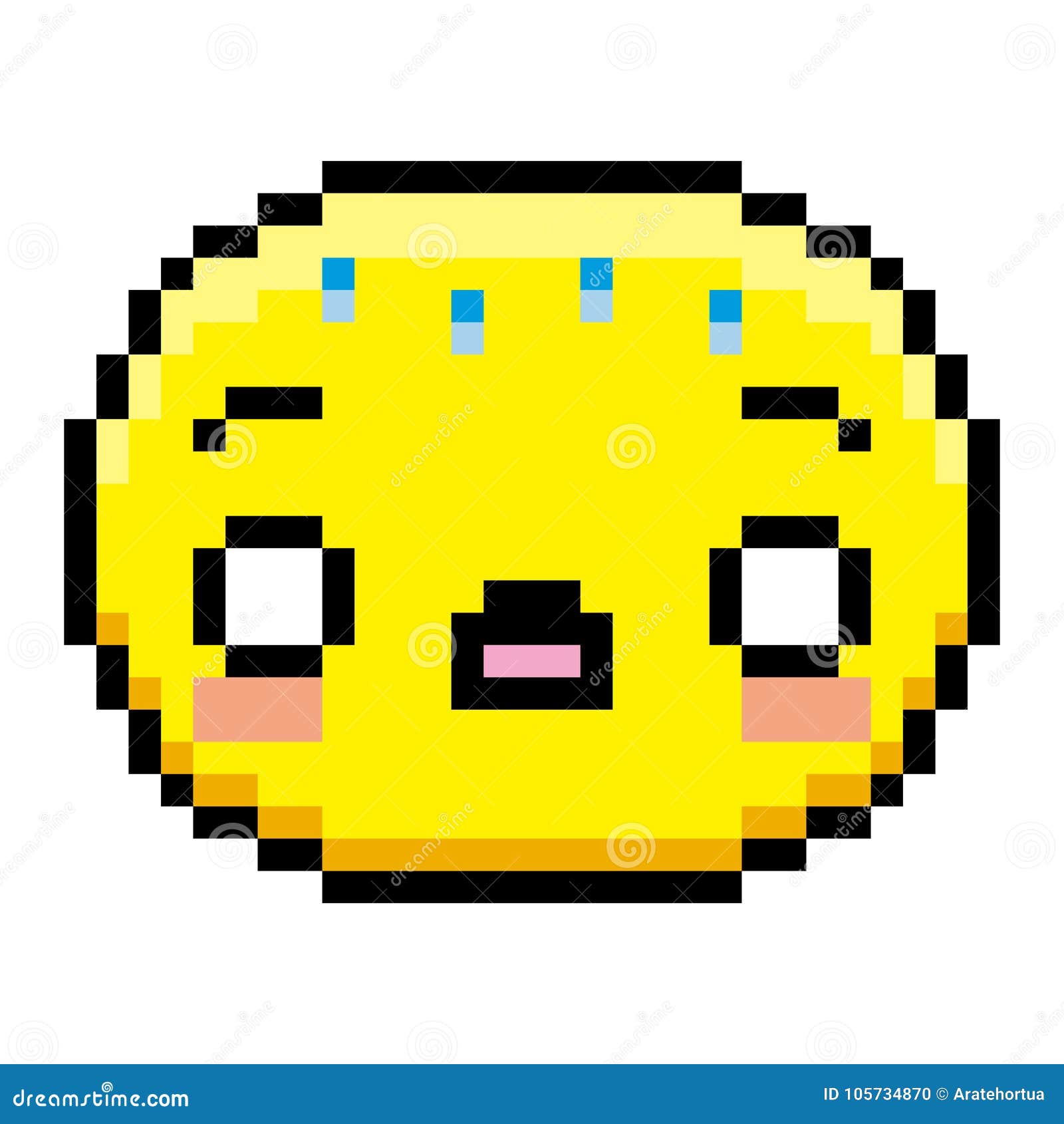 Pixel Cartoon Nervous Face stock illustration. Illustration of flat ...