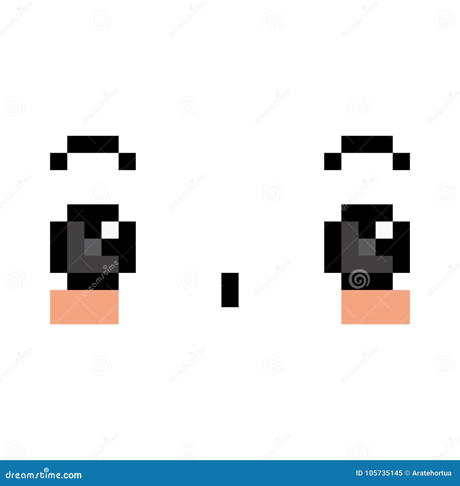 Pixel Cartoon Surprised Face Stock Illustration - Illustration of ...