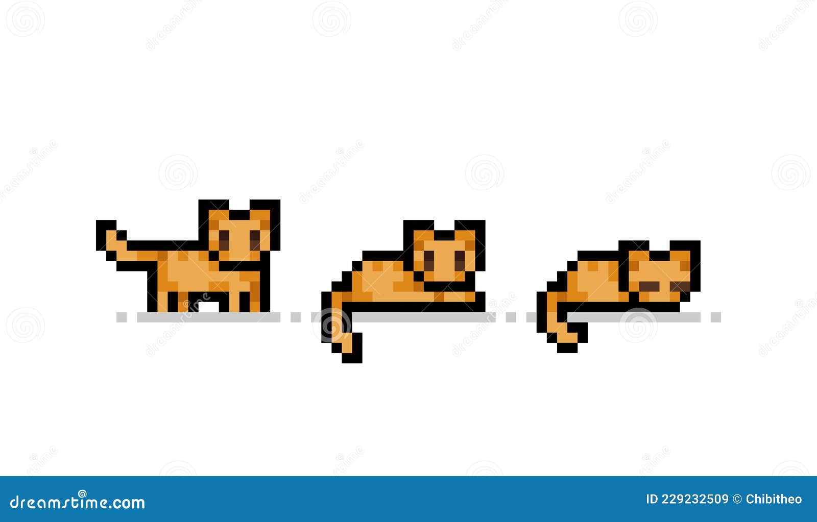 Pixel Cat Image for 8 Bit Game or Cross Stitch Stock Vector ...