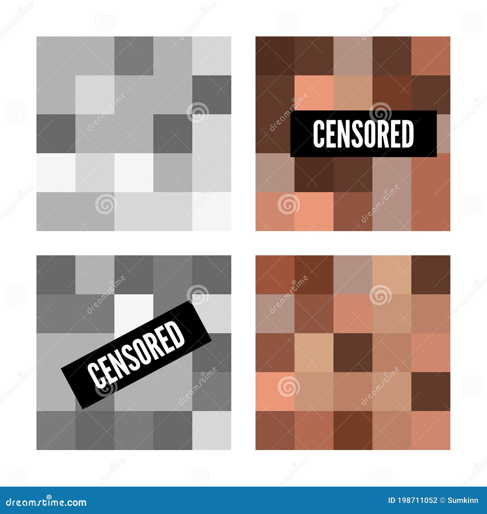 Pixel censored sign. stock vector. Illustration of mosaic - 198711052