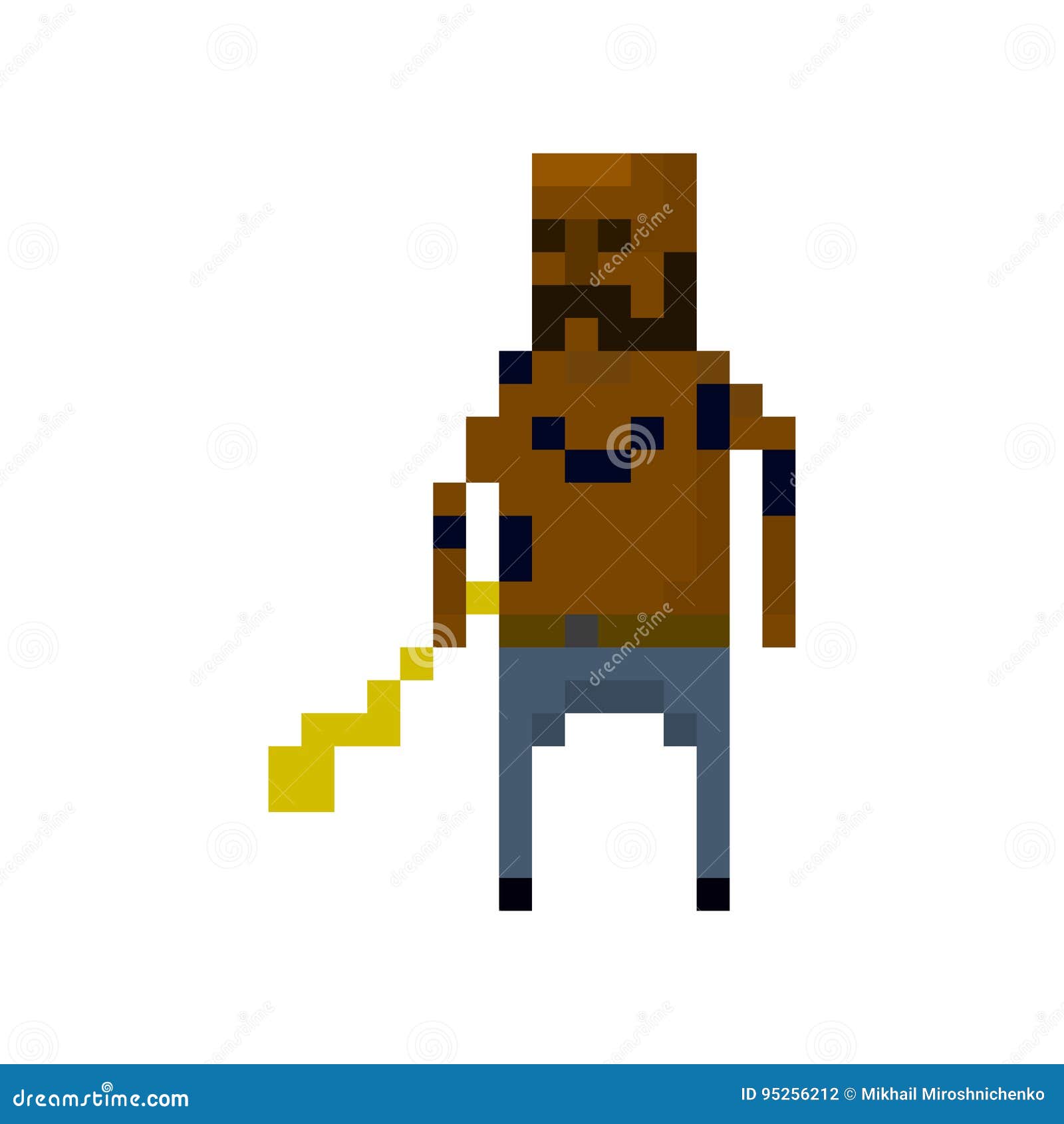 Pixel Art Character - Blacksmith With Hammer And Anvil Cartoon Vector ...