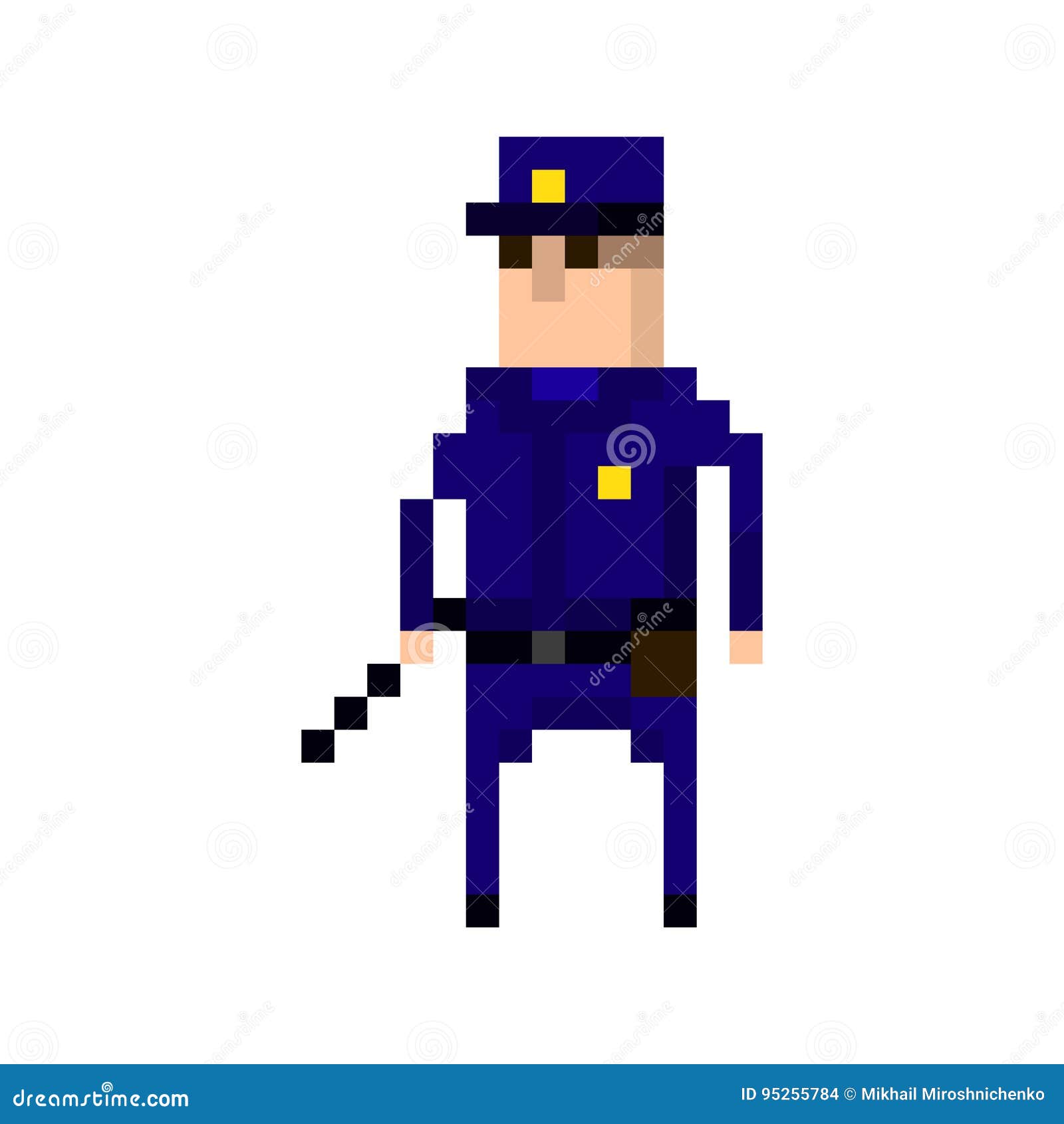 Pixel Character of a Policeman in the Uniform Stock Vector ...