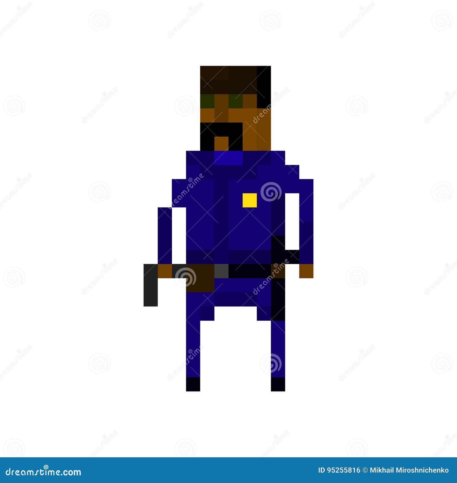 Pixel Character of a Policeman in the Uniform Stock Vector ...