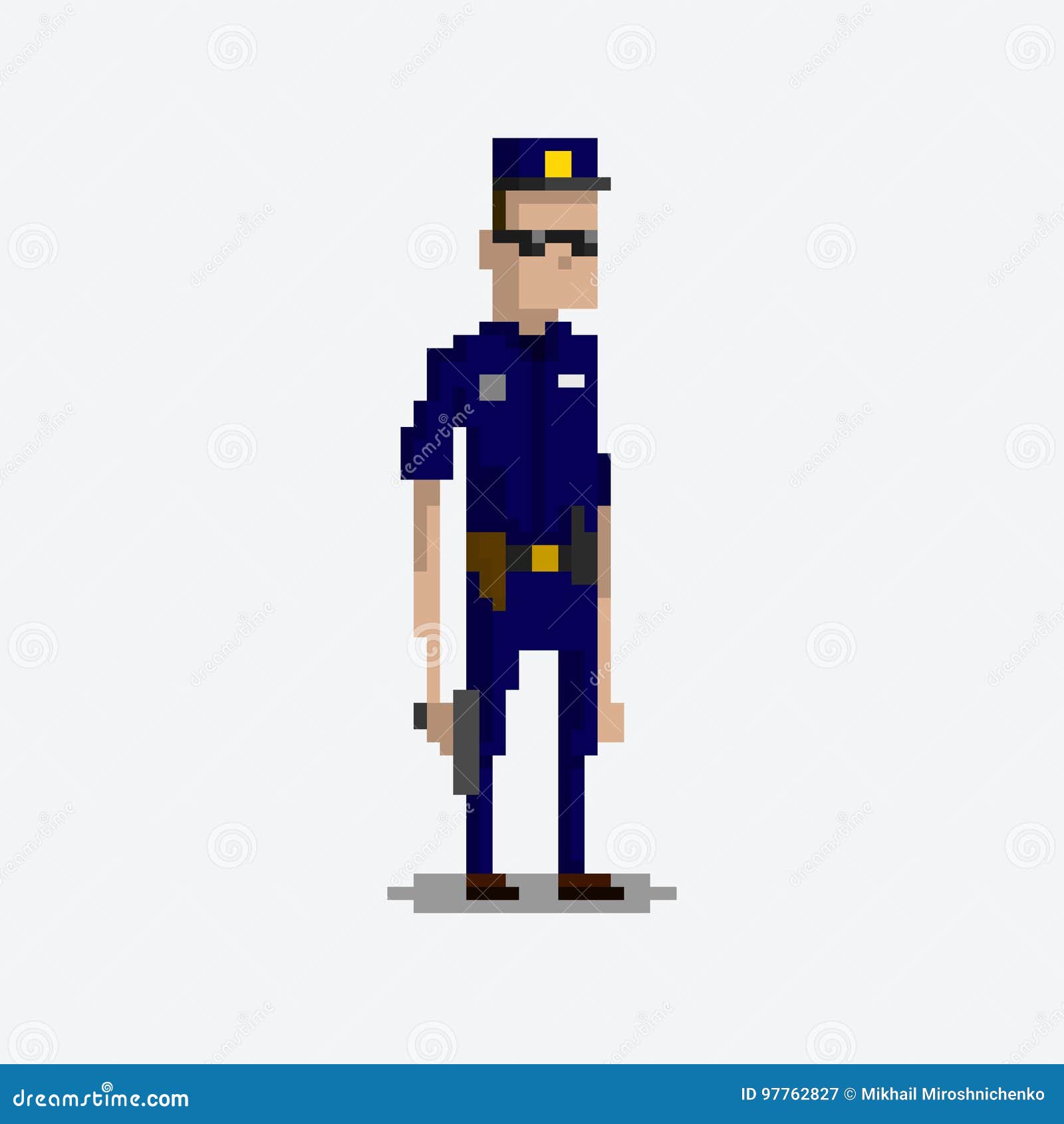 Pixel Character of a Policeman Stock Illustration - Illustration of ...