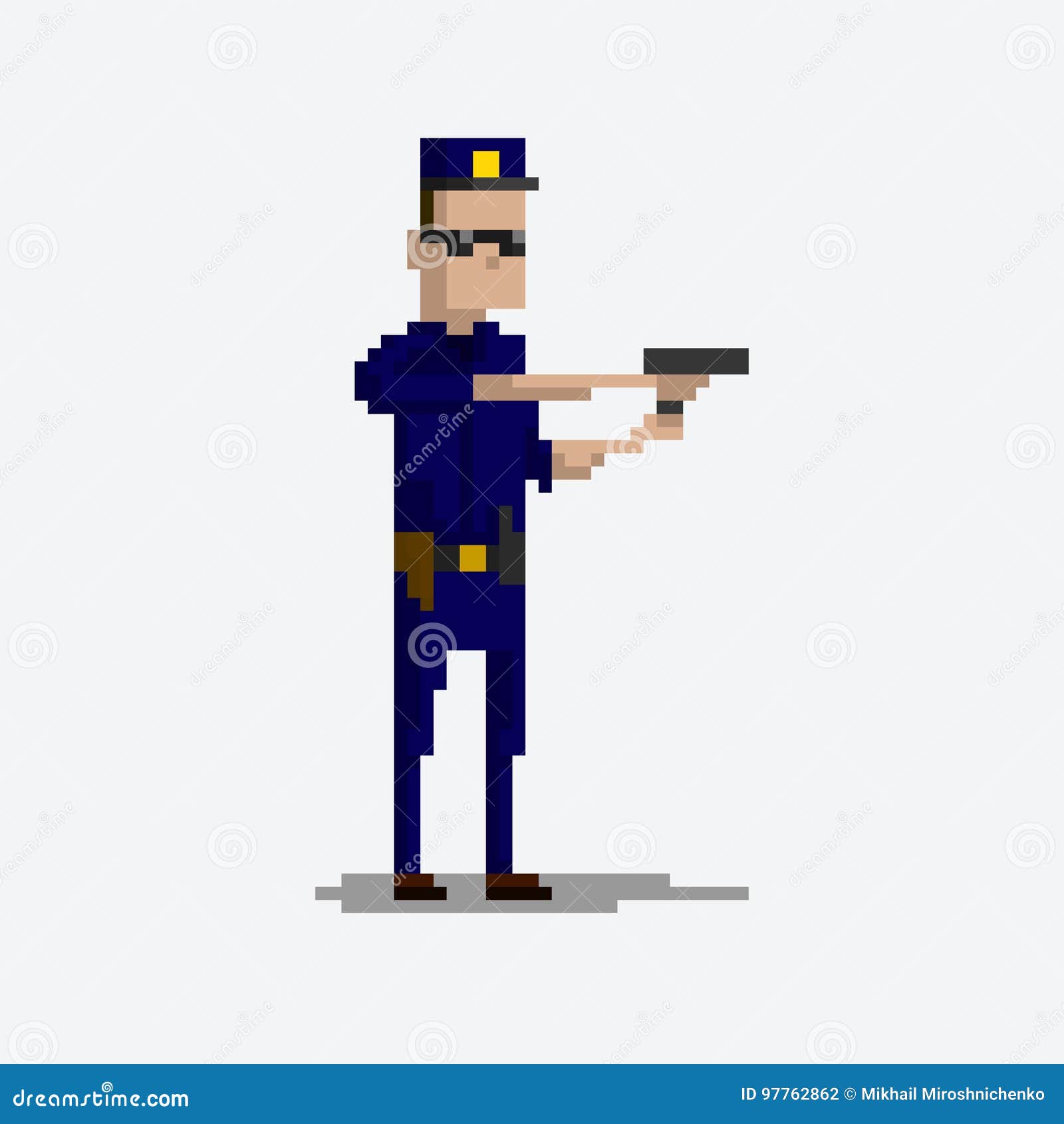 Pixel Character of a Policeman Stock Illustration - Illustration of ...