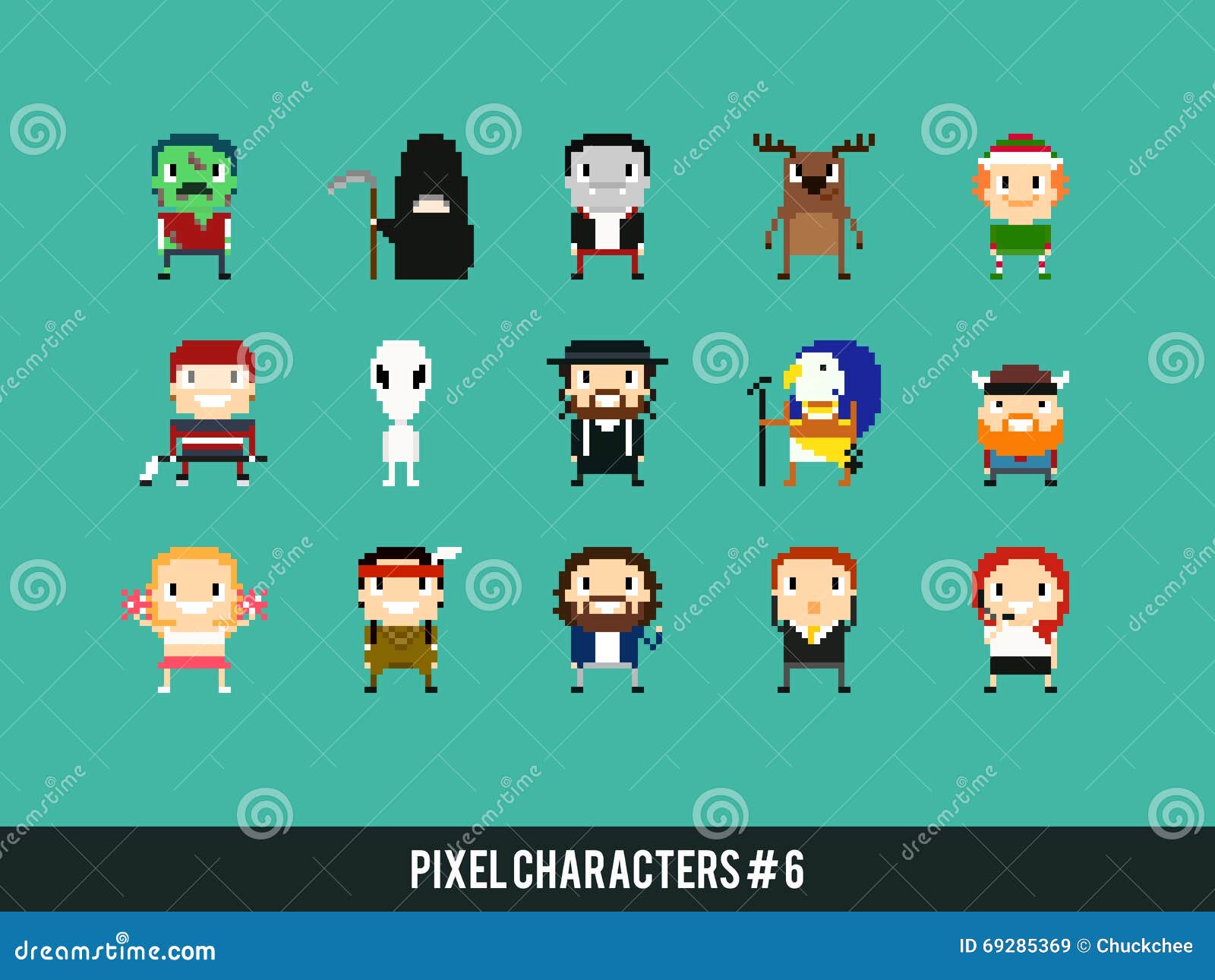 Pixel Characters stock vector. Illustration of deer, gnome - 69285369