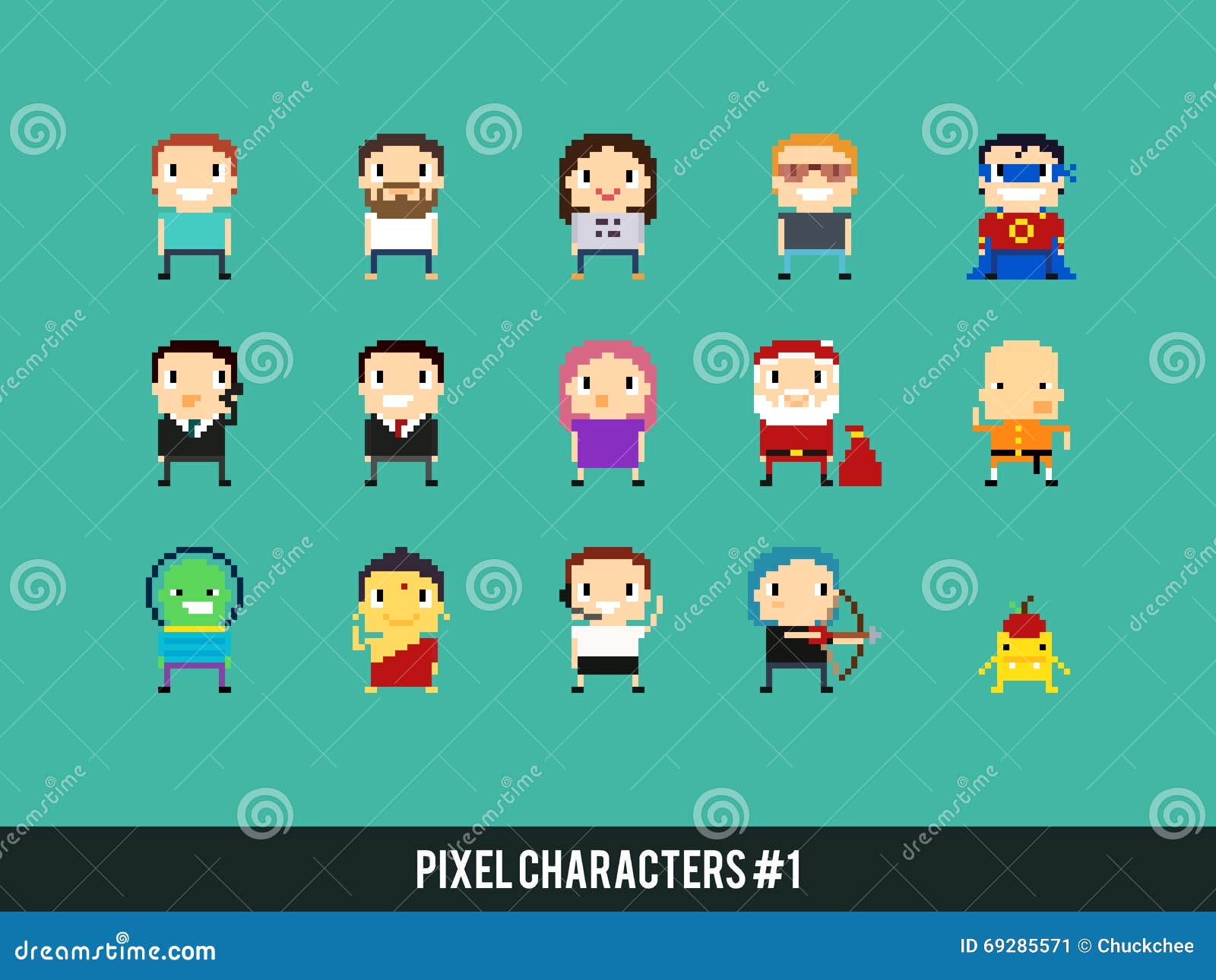 Pixel Characters stock illustration. Illustration of apple - 69285571