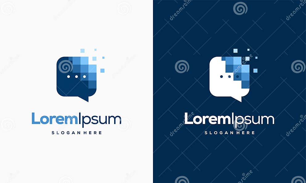 Pixel Chat Discuss Logo Designs Vector, Conversation Logo Template ...