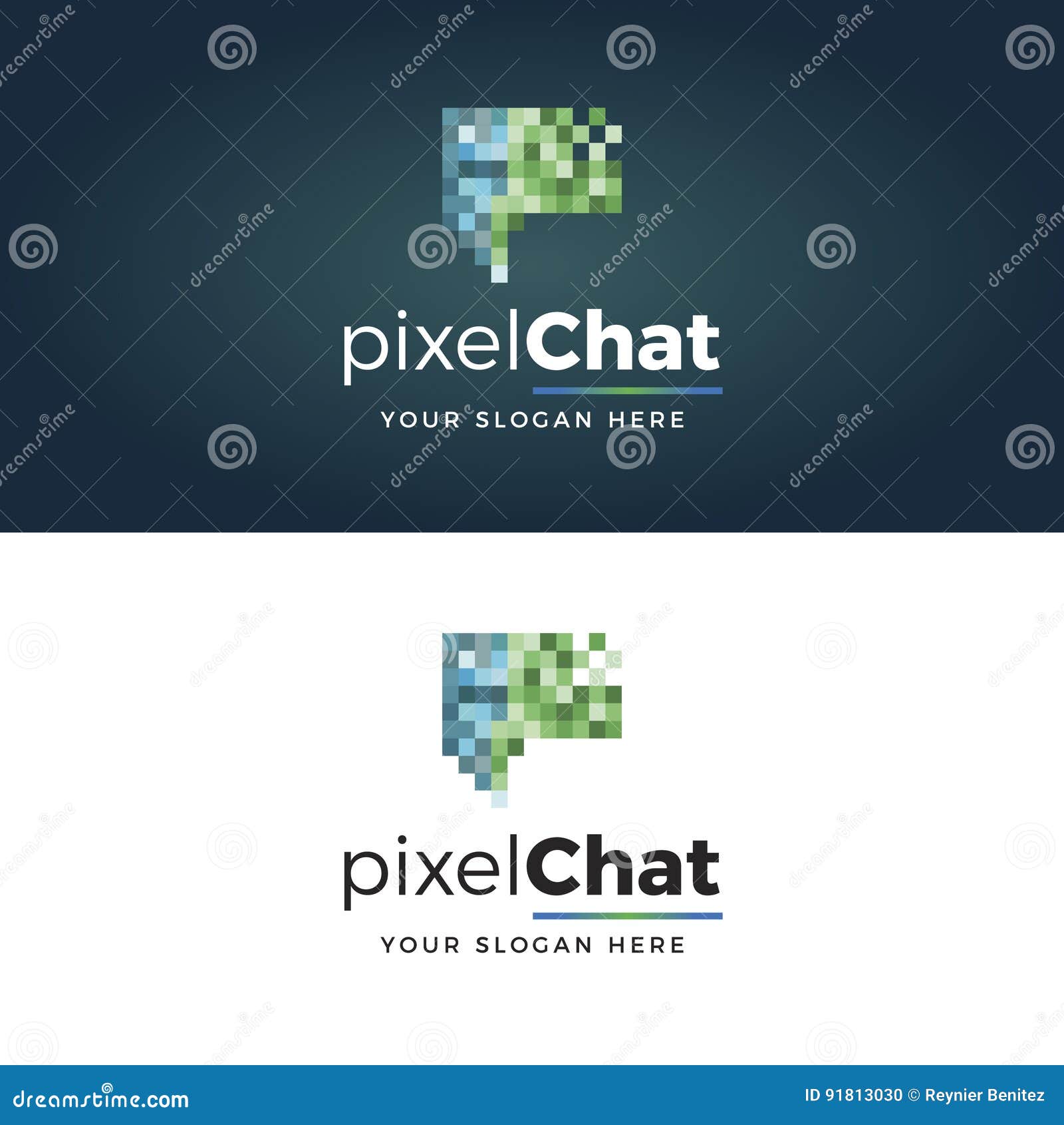 Pixel Chat Logo stock vector. Illustration of chatting - 91813030