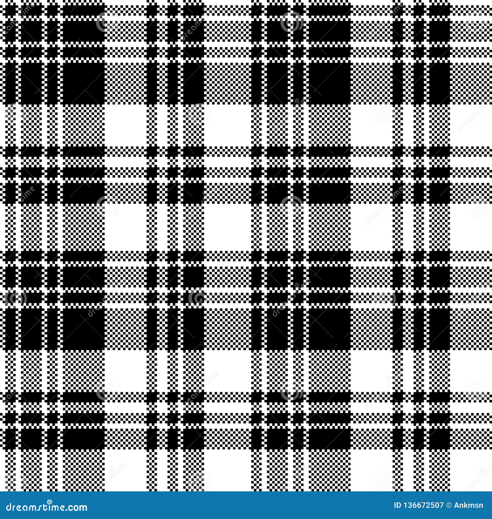 Pixel Check Fabric Texture Black White Seamless Pattern Stock Vector ...