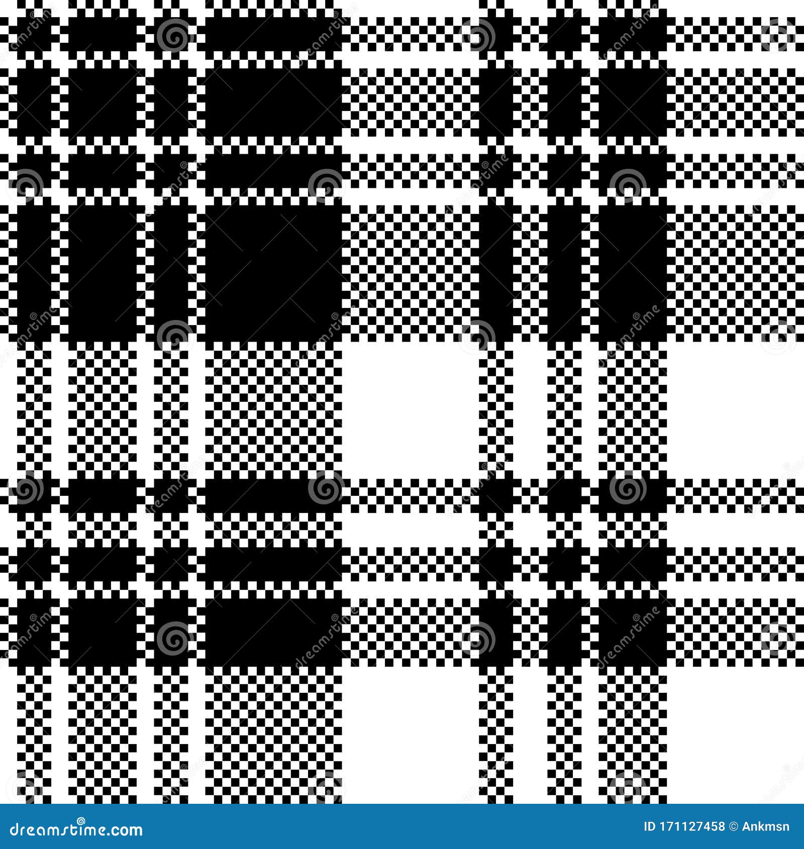 Pixel Check Fabric Texture Black White Seamless Pattern Stock Vector ...