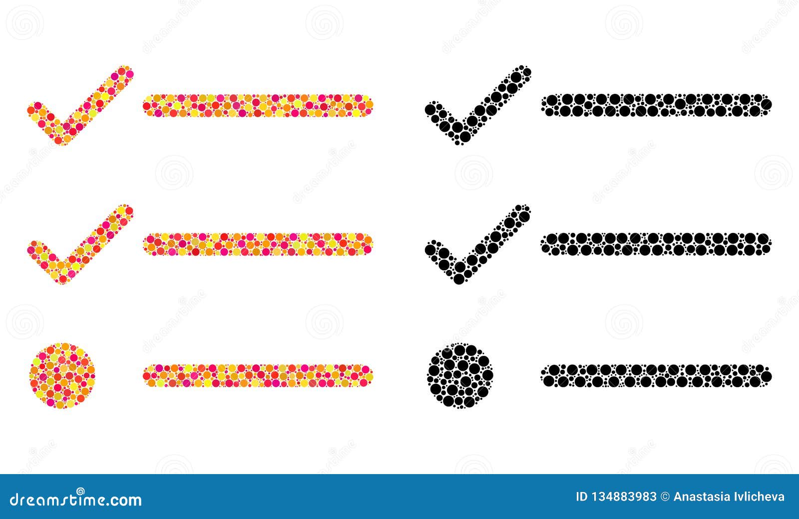 Pixel Checklist Mosaic Icons Stock Vector - Illustration of dots ...