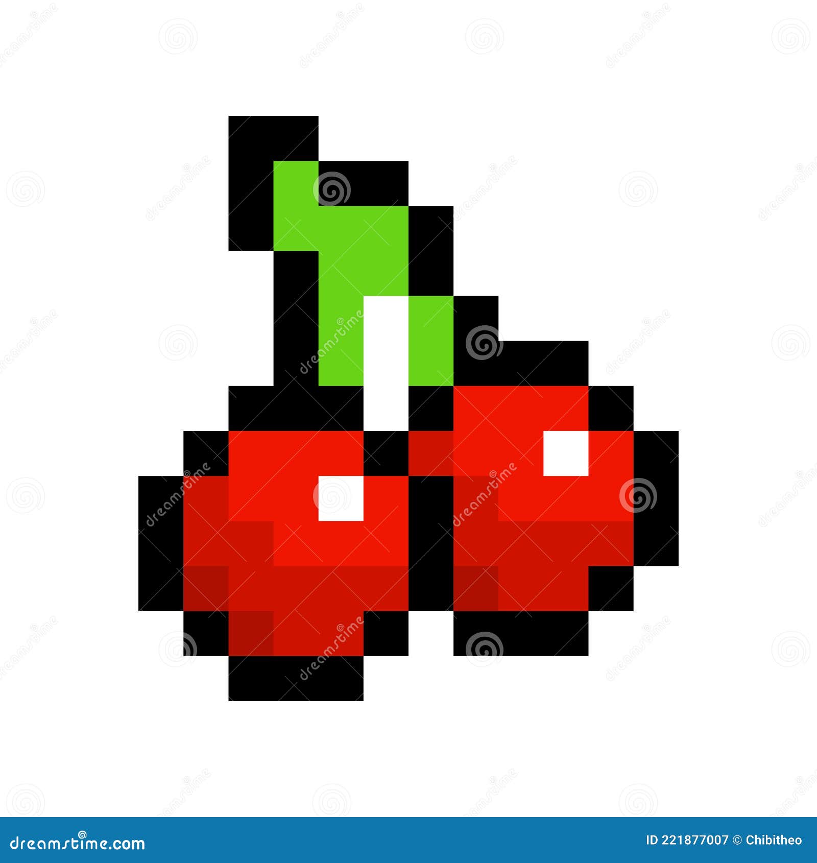 Pixel Cherry Image for 8 Bit Games Stock Vector - Illustration of ...