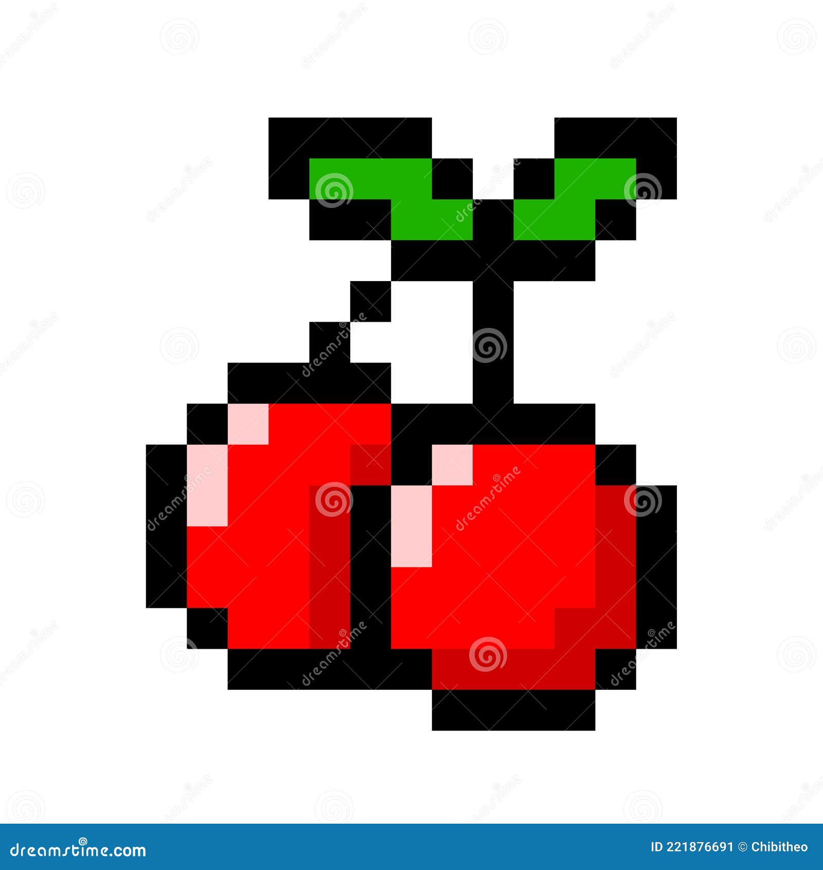 Pixel Cherry Image. Lego Pattern for Game and Toy, Vector Illustration ...