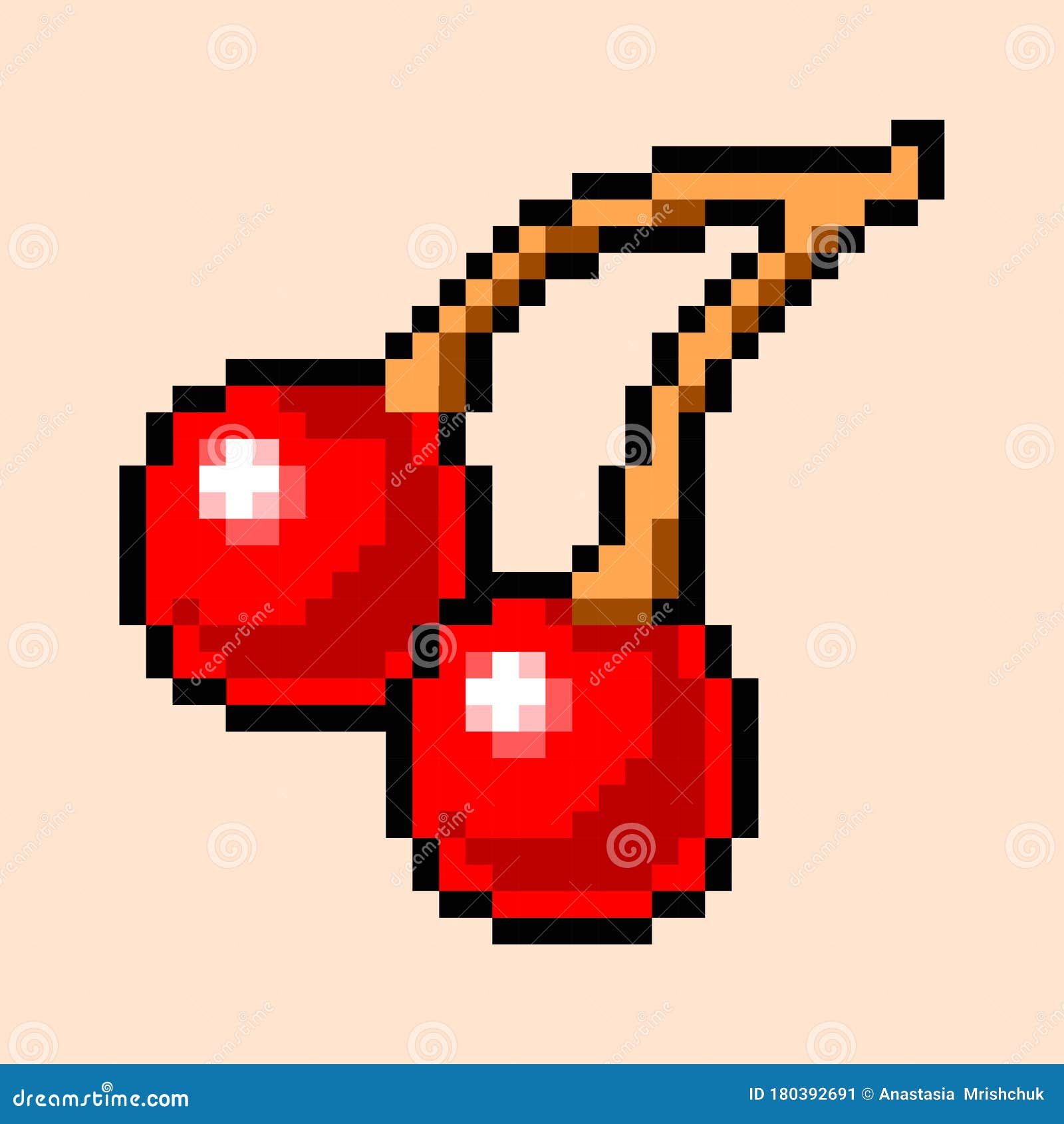 Pixel Red Cherry On Green Background - High Res 8 Bit Seamless Pattern ...