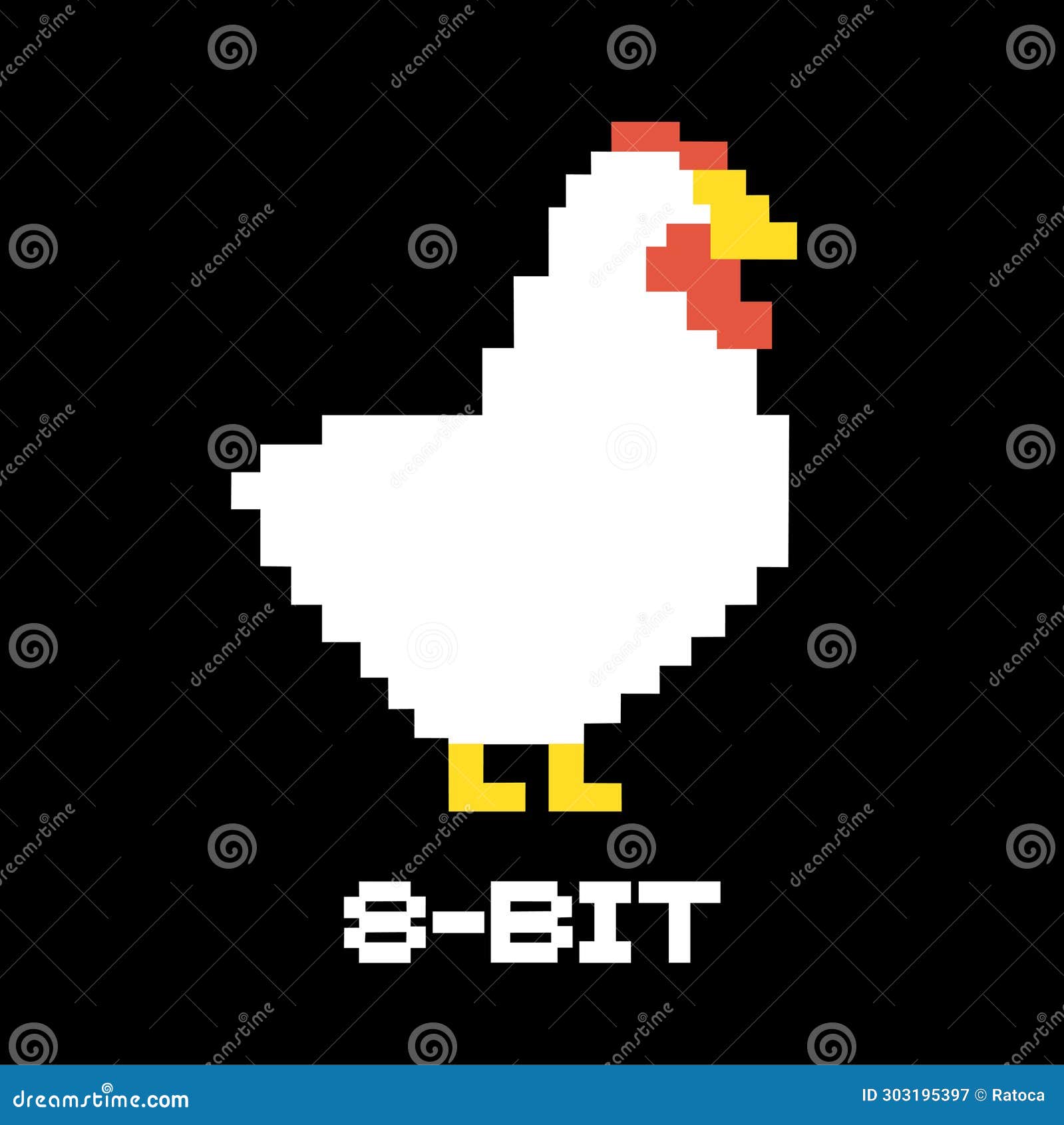 Pixel Chicken Chef Logo Image. Vector Illustration Of Pixel Art ...