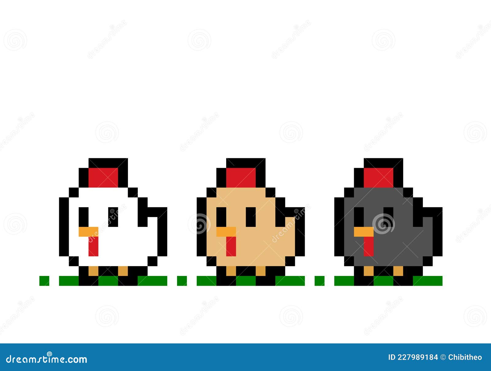 Pixel Chicken Chef Logo Image. Vector Illustration Of Pixel Art ...