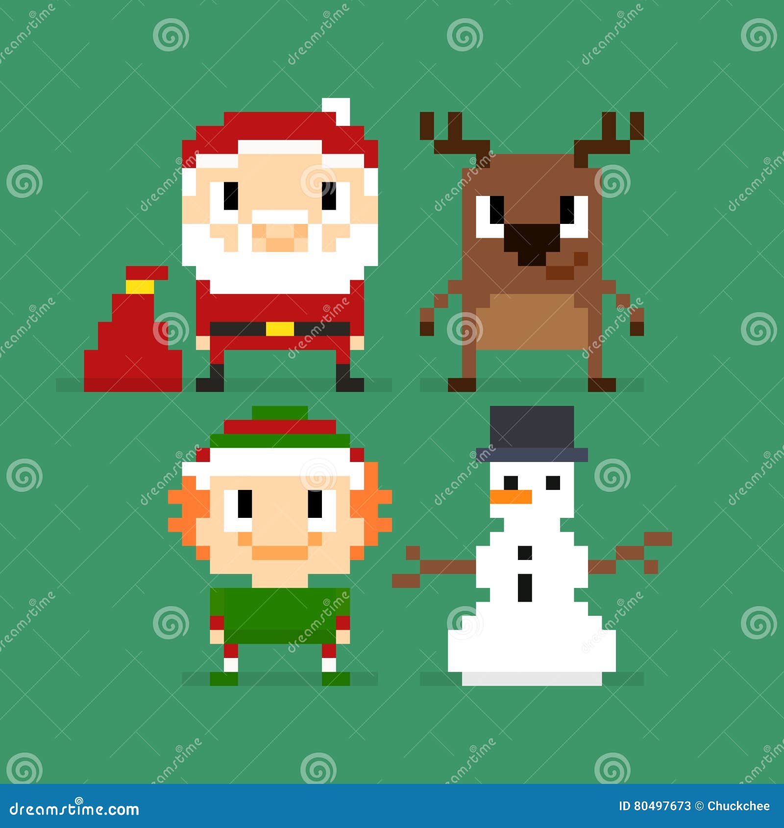 Pixel Christmas Characters stock vector. Illustration of pixelated ...