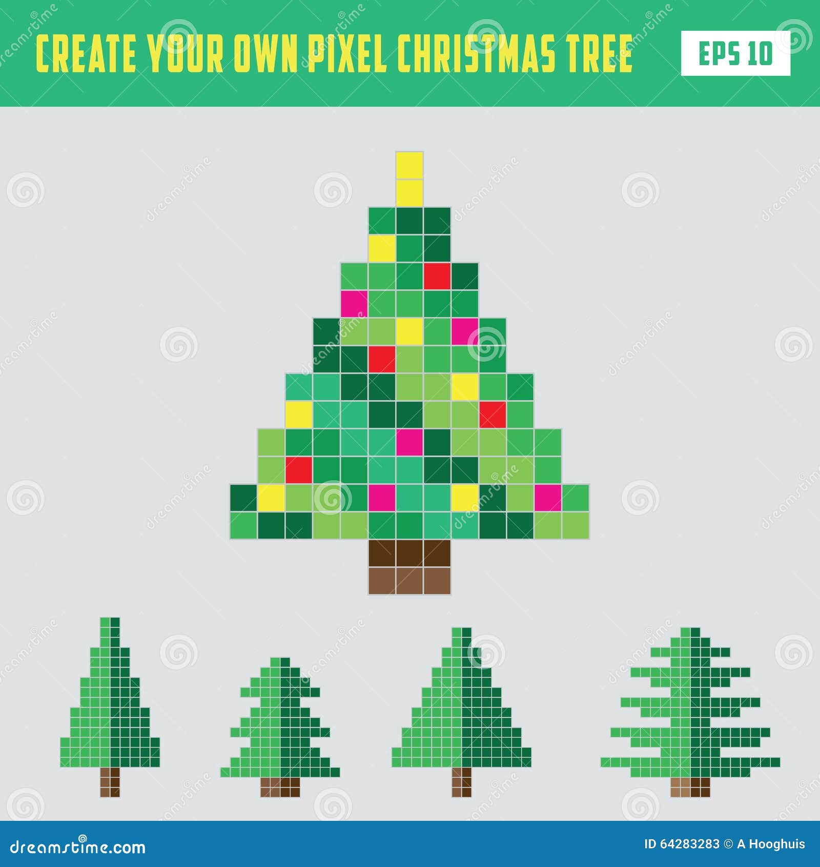 Pixel Christmas Tree DIY Vector Illustration Stock Vector ...