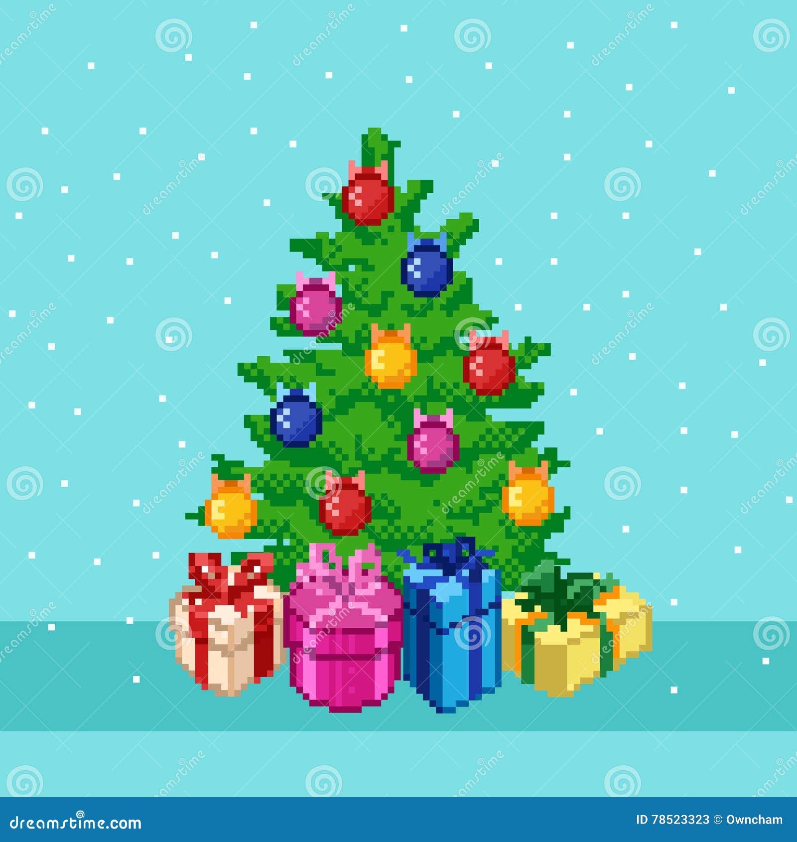 Pixel Art Christmas Sledge With Gifts. Cartoon Vector | CartoonDealer ...