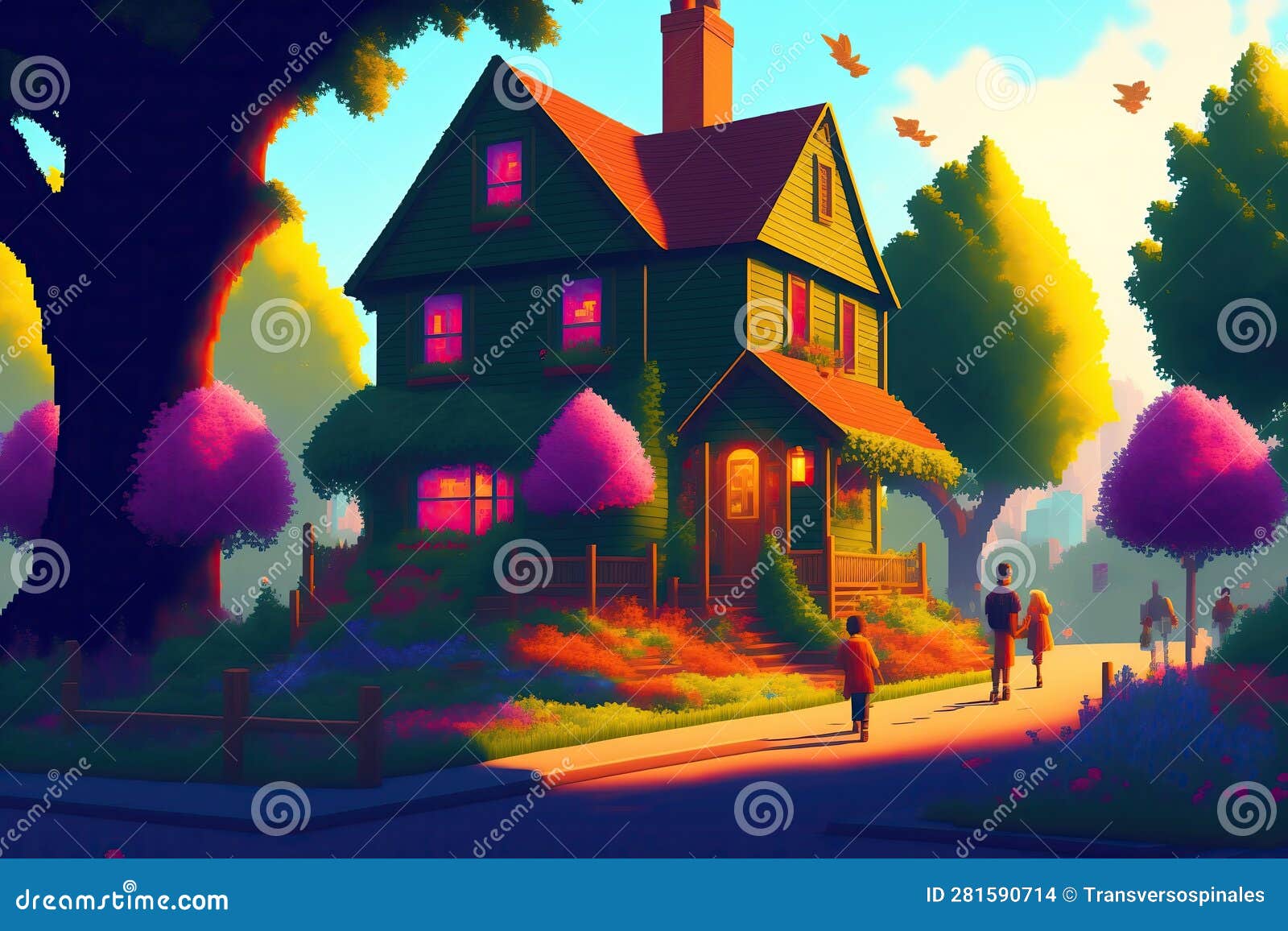 Pixel Art City At Sunset. 8 Bit Cityscape On The Pixel Sun. 80s ...