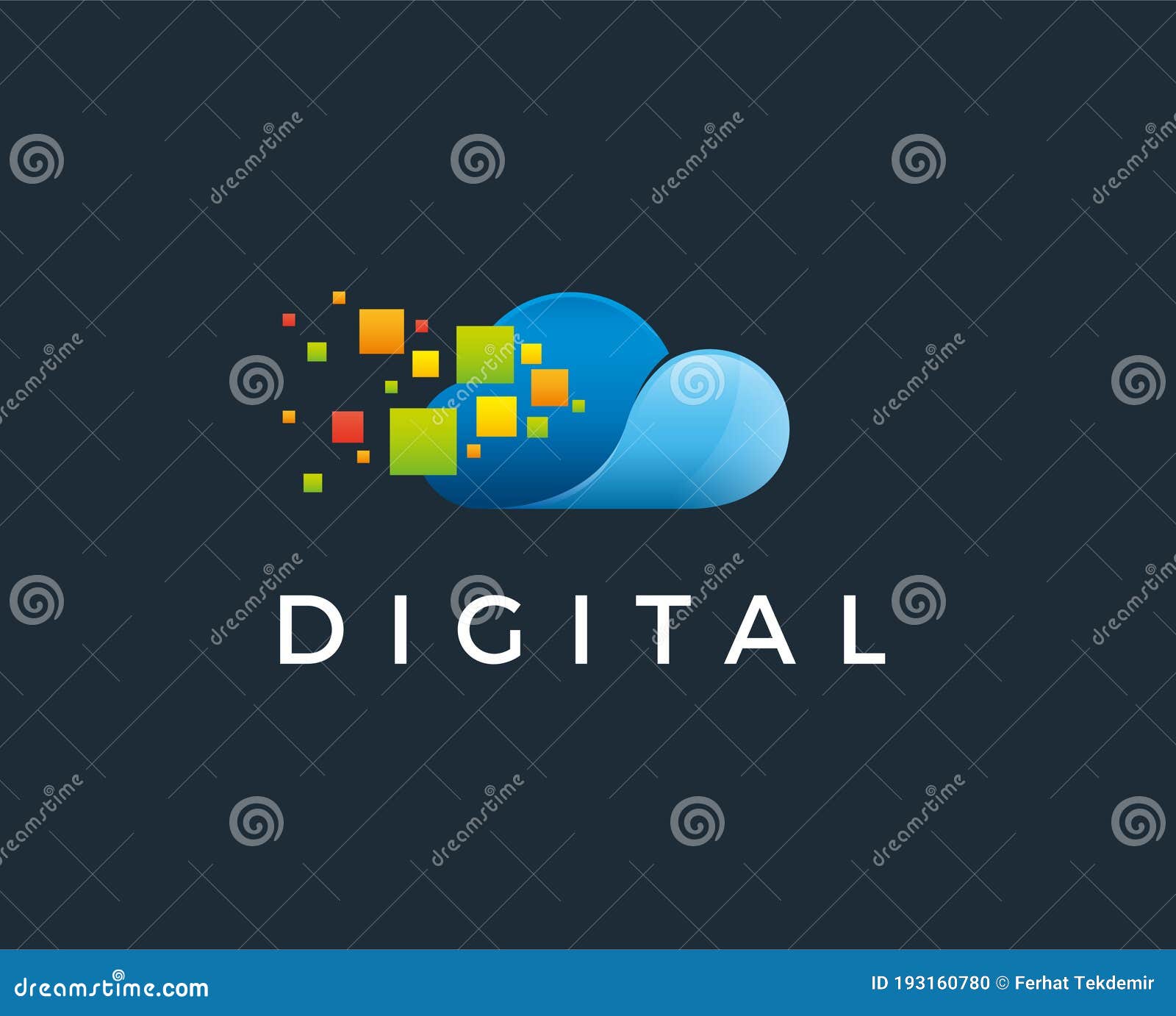 Minimal Pixel Cloud Logo Template - Vector Illustration Stock Vector ...