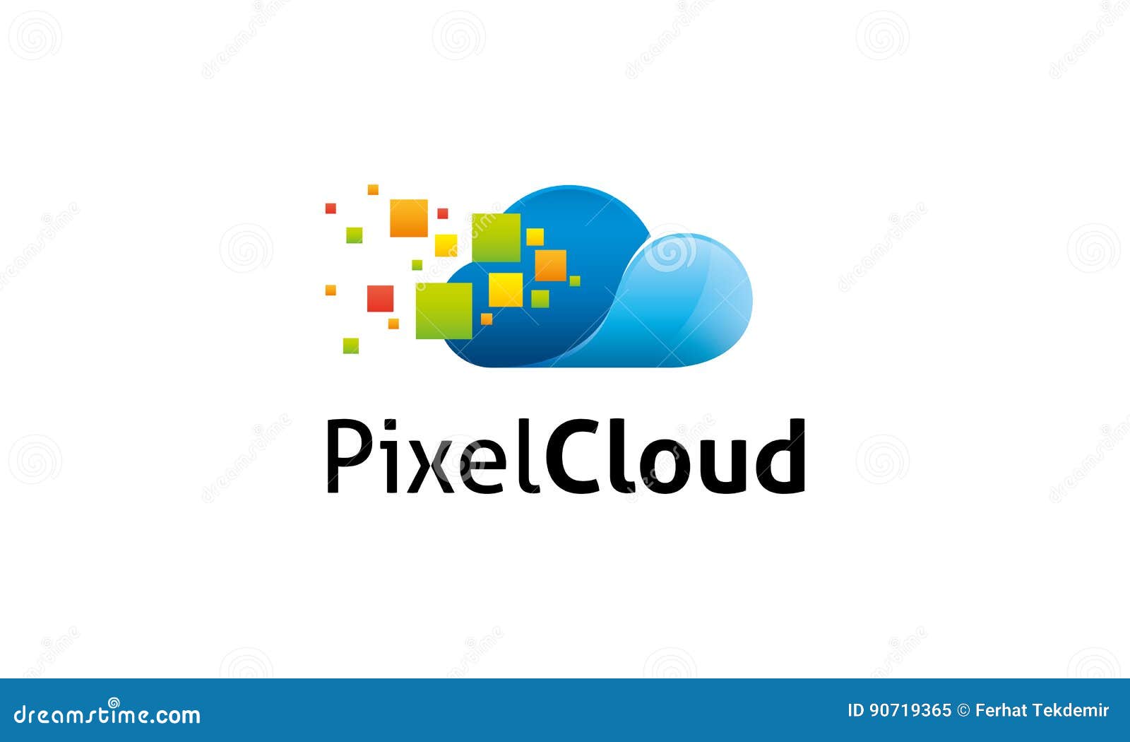 Pixel Cloud Logo stock vector. Illustration of logo, idea - 90719365