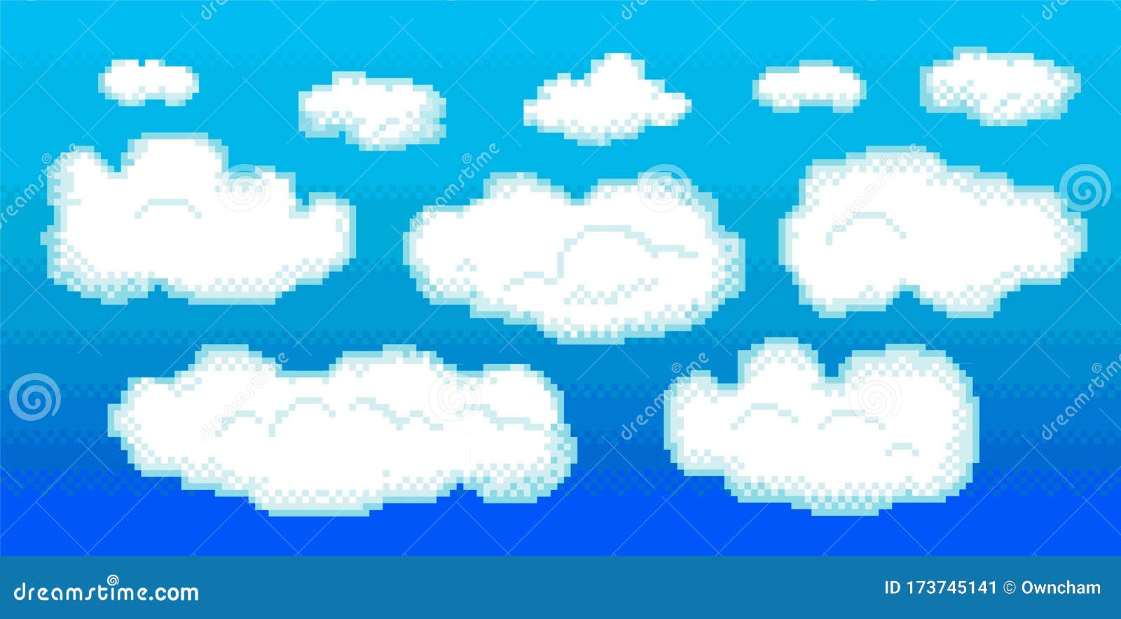 Pixel Clouds Set for Games and Mobile Applications Stock Vector ...