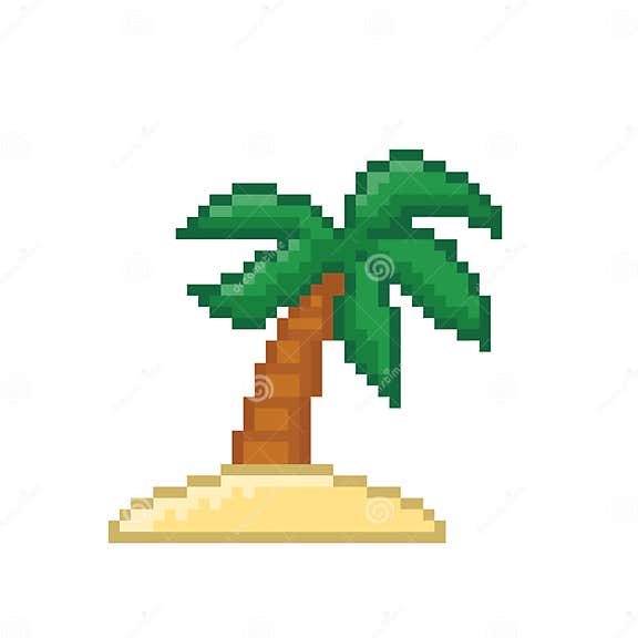 Pixel Coconut Tree Image. Vector Illustration of Cross Stitch and T ...