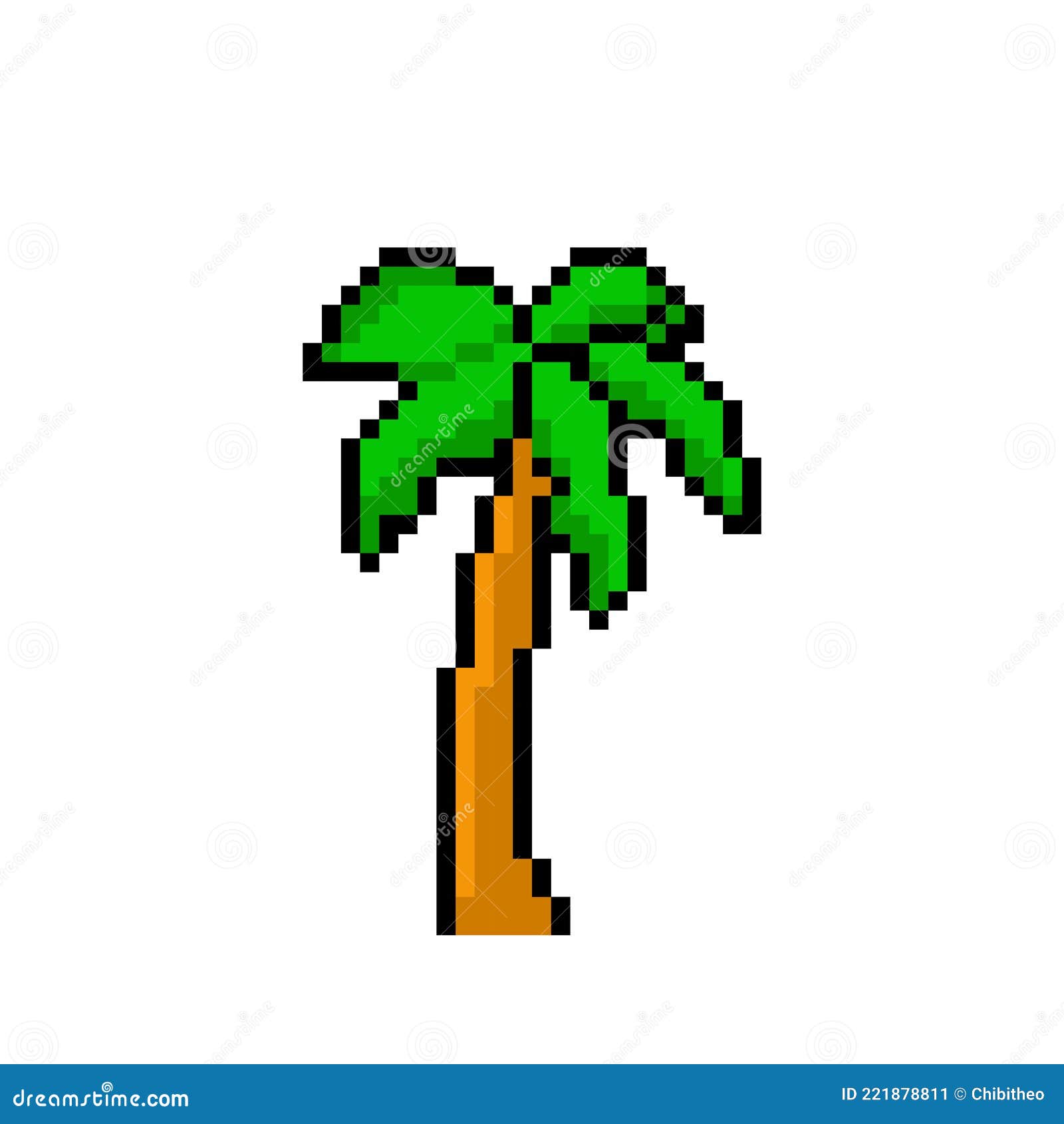 Pixel Coconut Tree Image. Vector Illustration of Cross Stitch and T ...